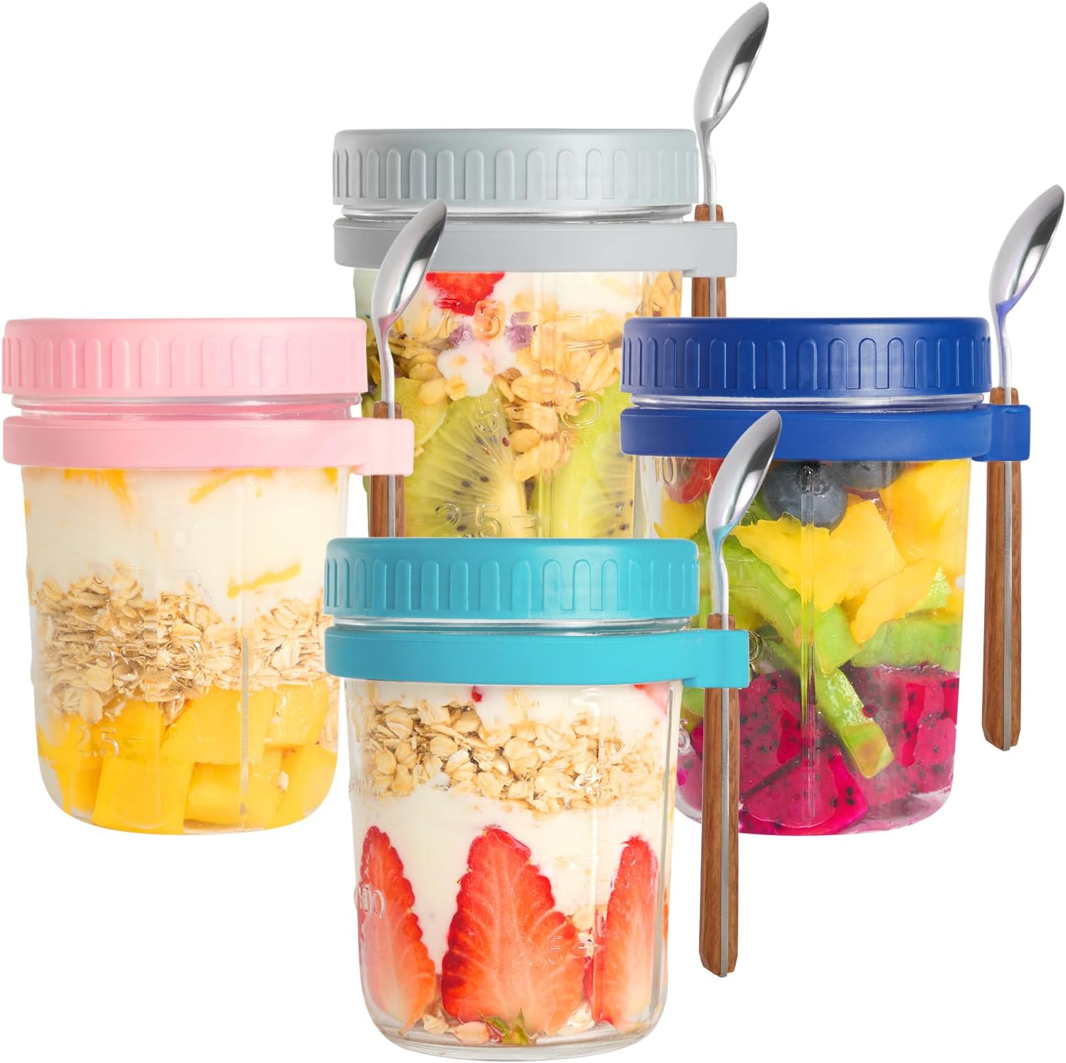 Amazon.com: Layhit 8 Sets 16 oz Overnight Oats Containers with Lids and ...