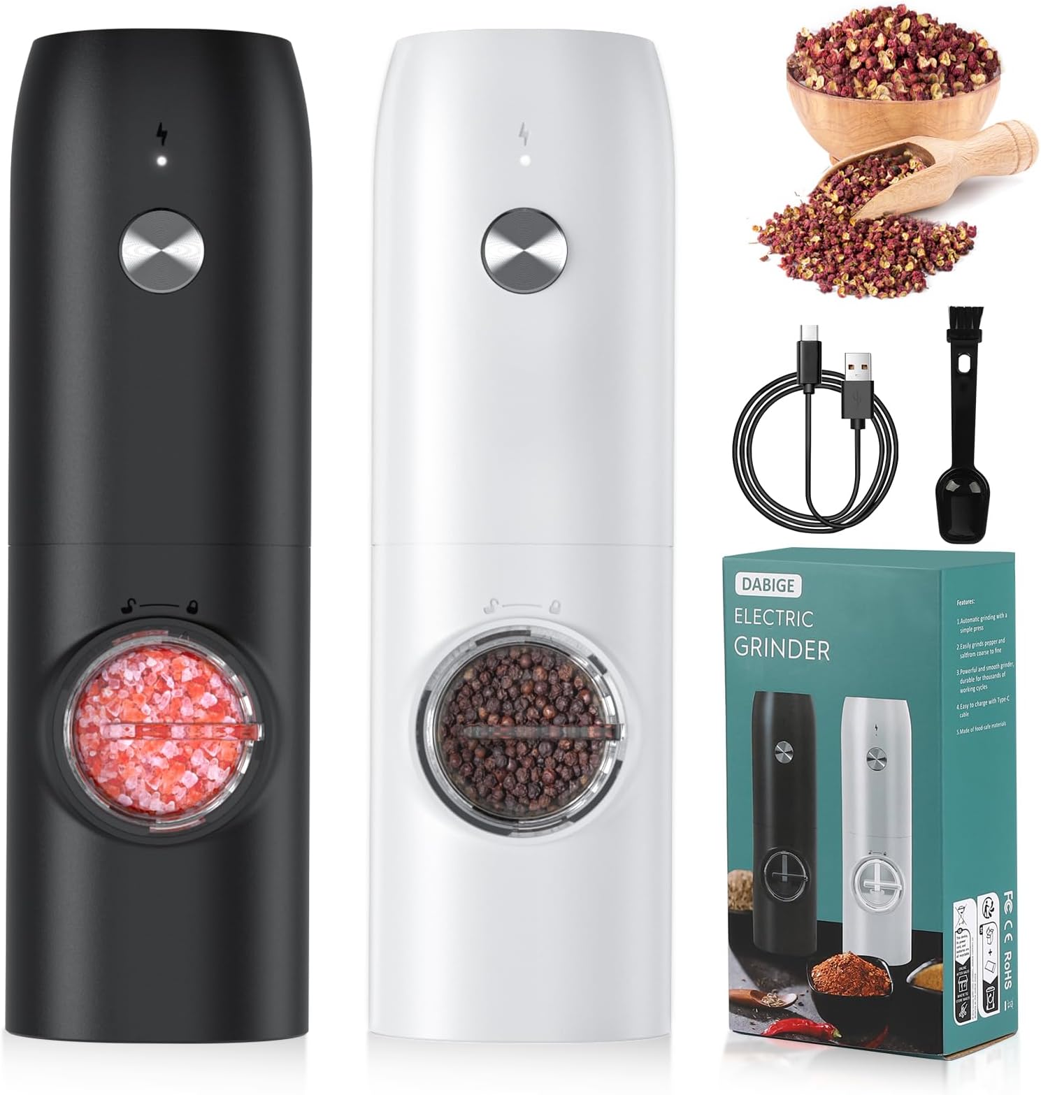 Amazon.com: Store Full_ Gravity Electric Salt and Pepper Grinder Set ...