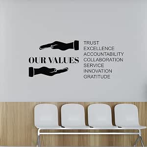 Amazon.com: Office Decor Vinyl Wall Decal Our Values Business Saying ...