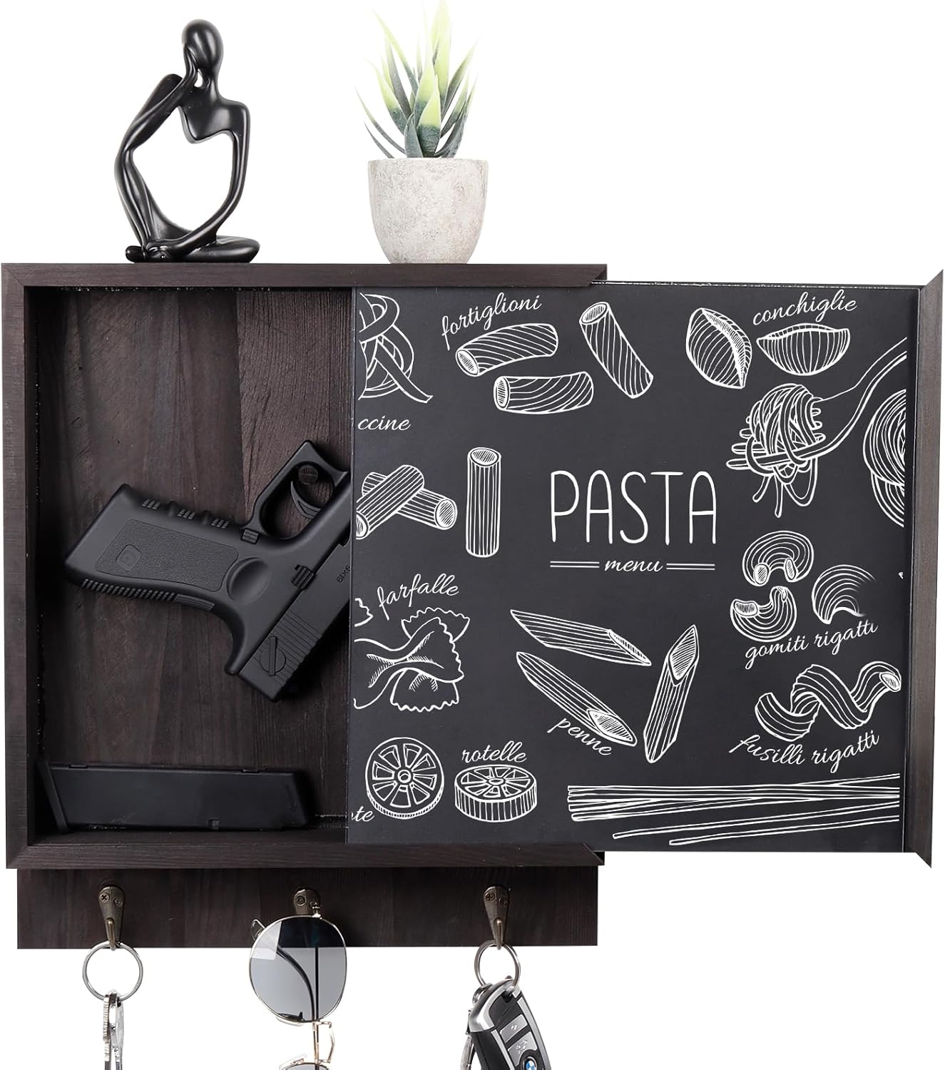 MOCAS Hidden Gun Storage, Hidden Wall Gun Safe Pistol Rack Shelf with 3 ...