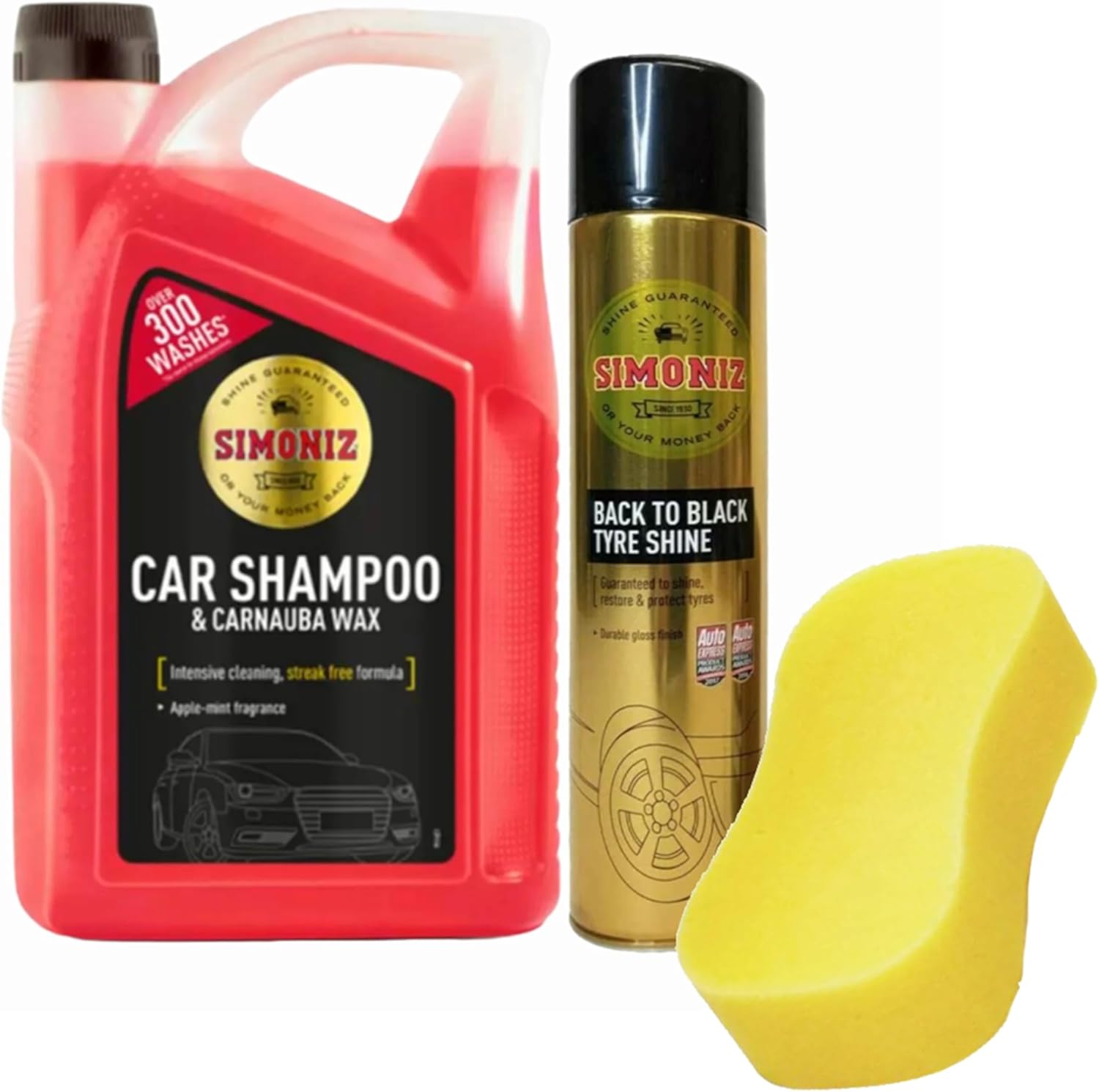 Car Shampoo & Tyre Shine Bundle - Simoniz Dual Action Car Wash Shampoo ...