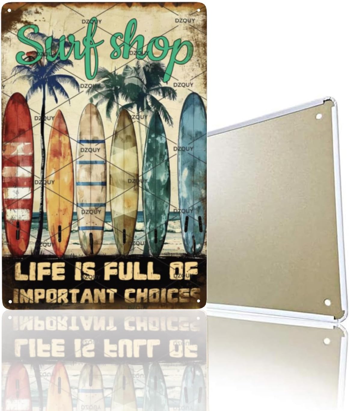 Amazon.com : Vintage Metal Beach Signs Surf Shop Tin Sign Life Is Full ...