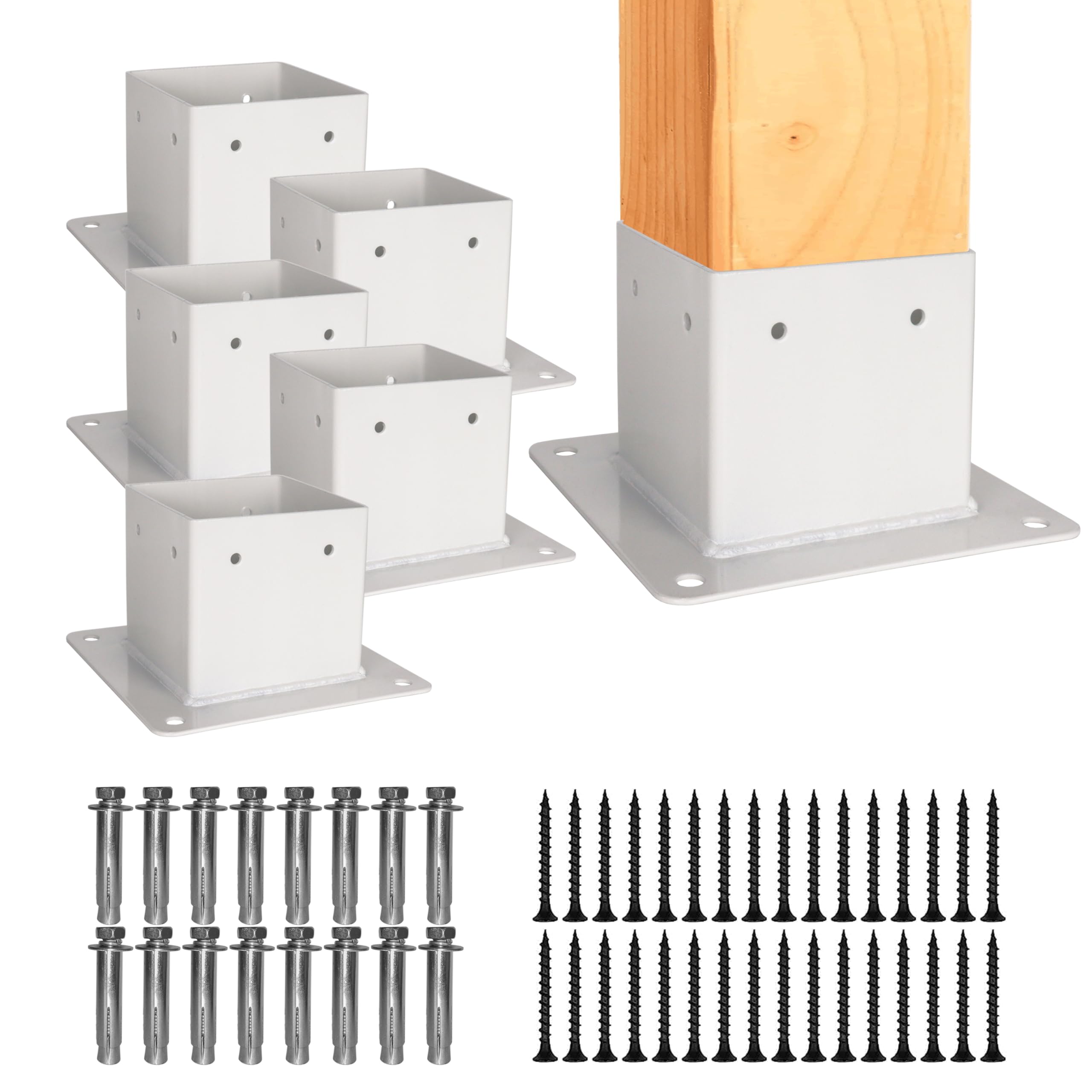 Snapklik.com : 6 PCS Metal 44 Post Base Post Base Brackets,Inner Size ...