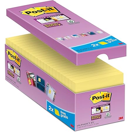 Post-it Notes, Jaune Canari, Pack de 12 Blocs, 100 Feuilles par Bloc ...