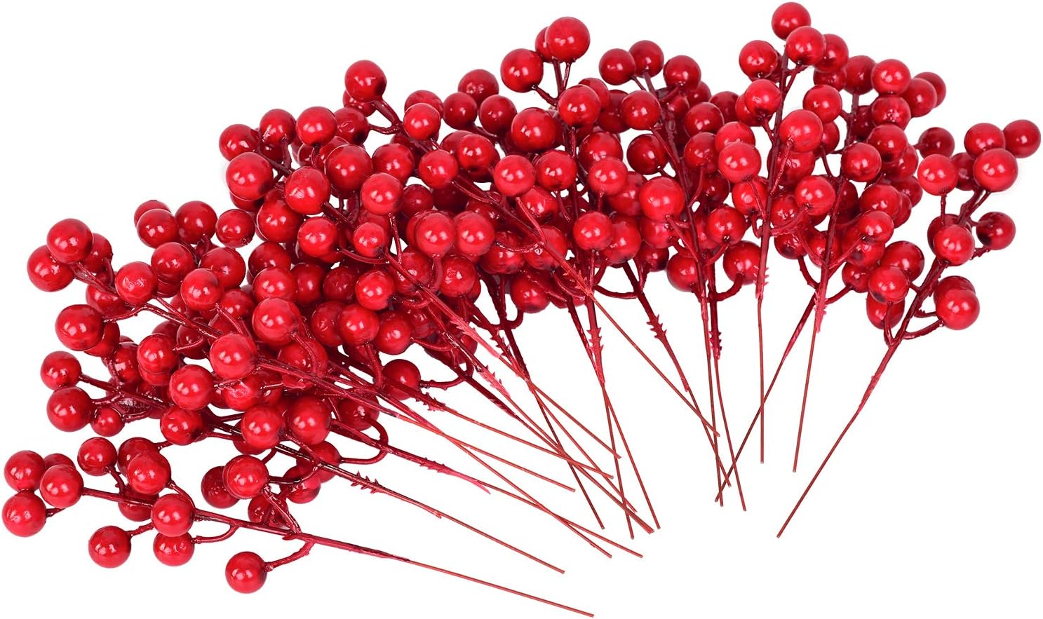 Amazon.com: Lvydec 30pcs Artificial Red Berry Picks - Christmas Holly ...