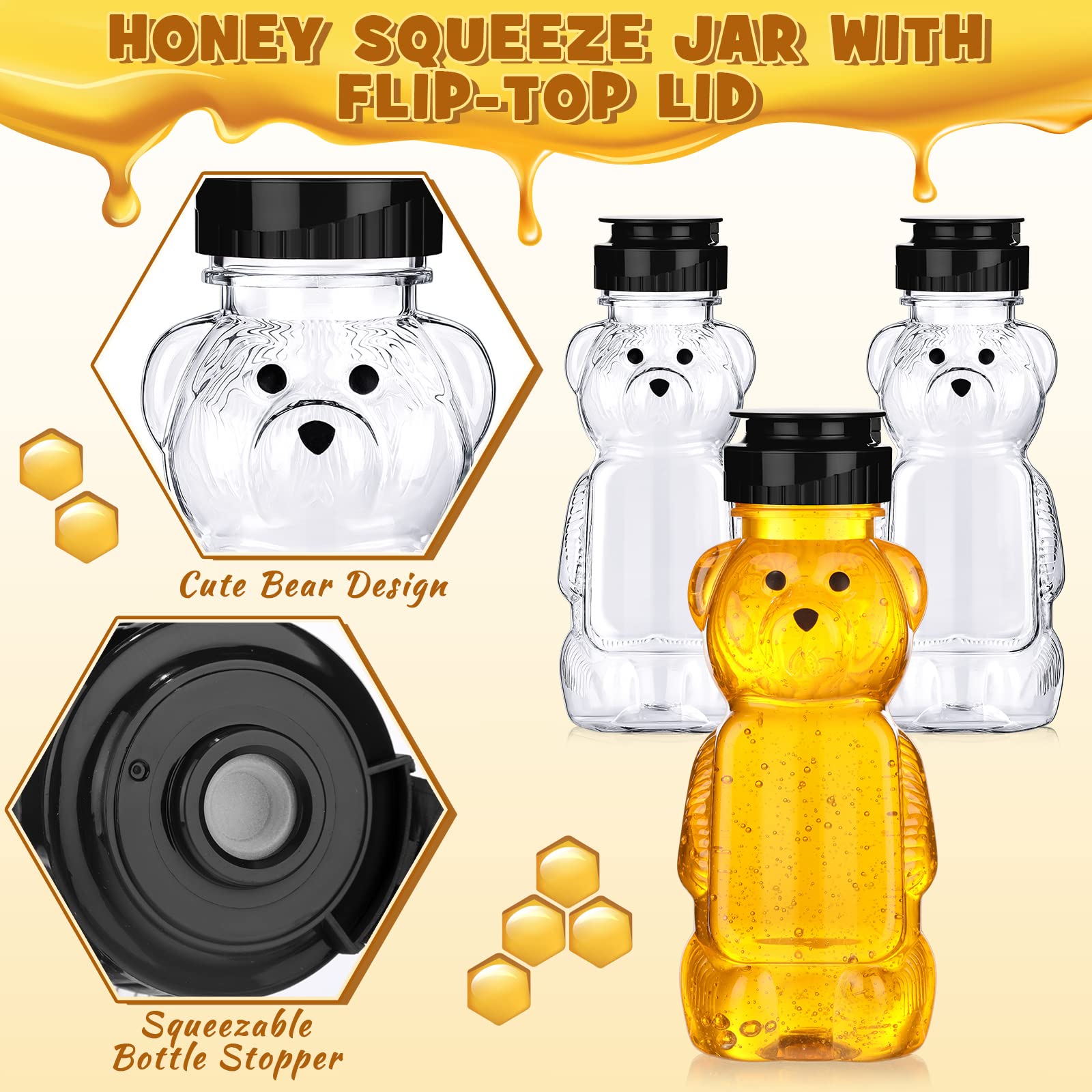 Snapklik.com : Thenshop 36 Pcs 8 Oz Honey Jar Plastic Empty Honey Bear ...
