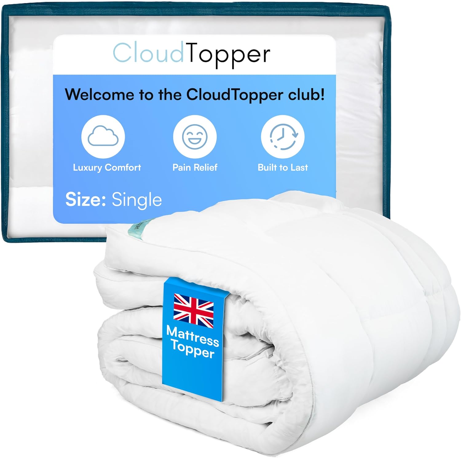 CloudTopper™ Hotel Quality Mattress Topper - 10 cm Thick Hypoallergenic ...