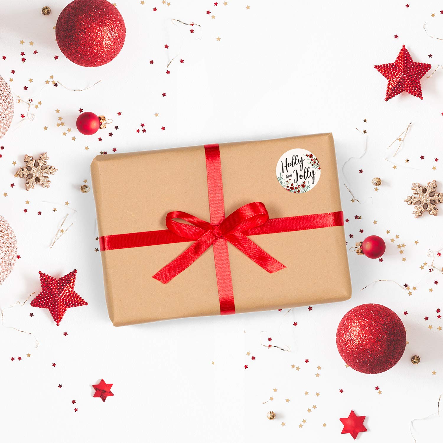 Snapklik.com : Holly Berry Holiday Stickers / 500 Greenery Greeting ...