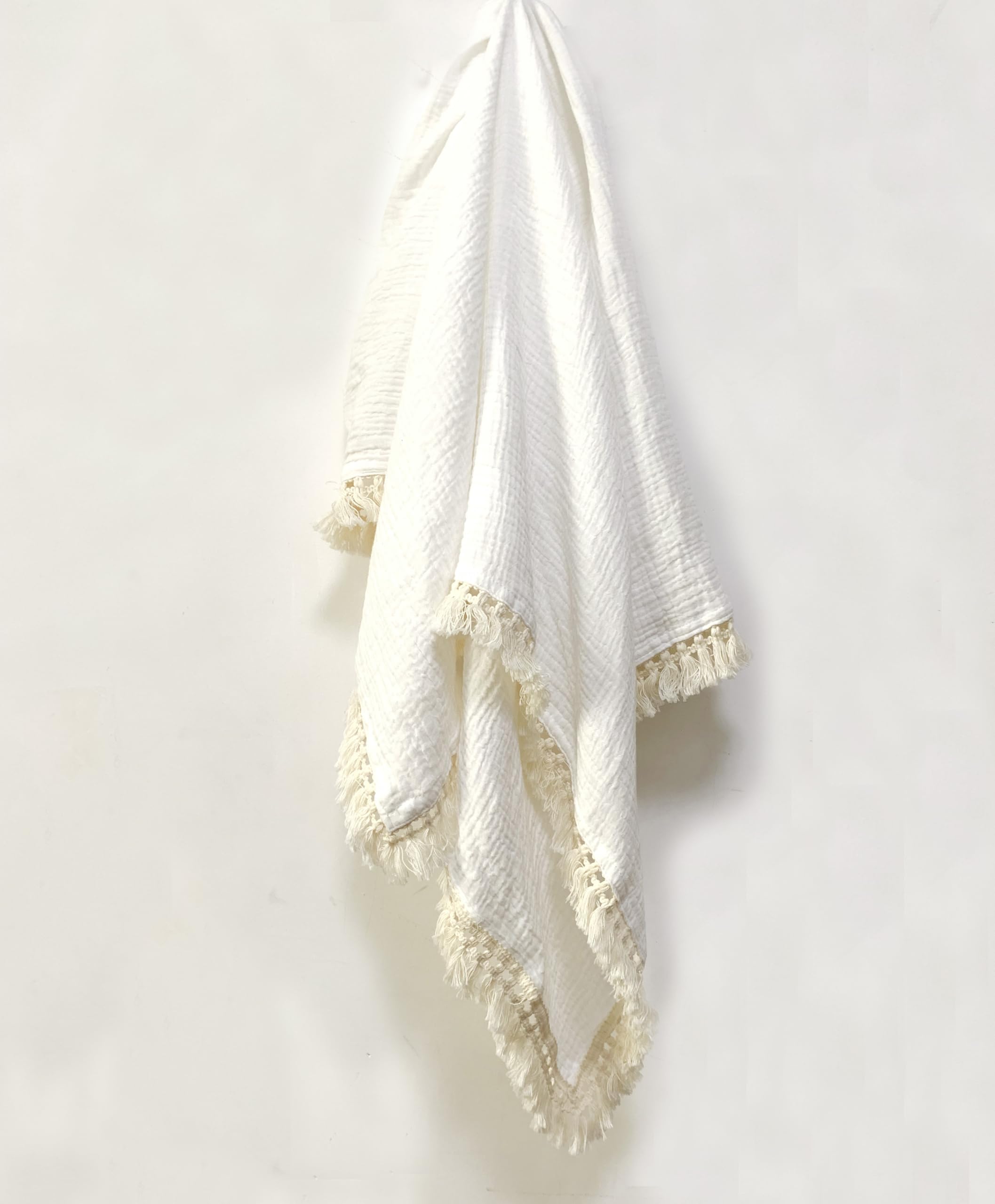 Amazon.com: Cotton Gauze Fringe Infant Swaddling Blanket - Soft and ...