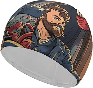 Amazon.com : Sword and Dragon Swim Cap for Men Women Short/Long Hair ...
