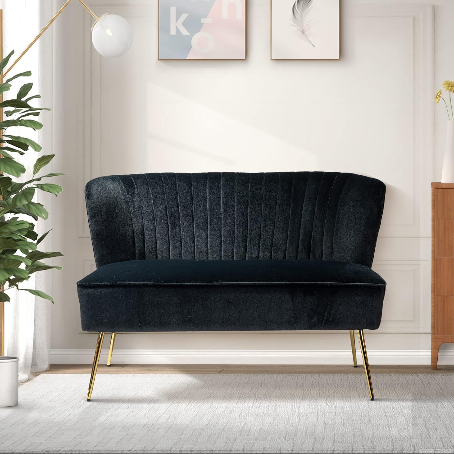 FABRICATION HAUS Velvet 2 Seater Sofa Upholstered Loveseat Couch with ...