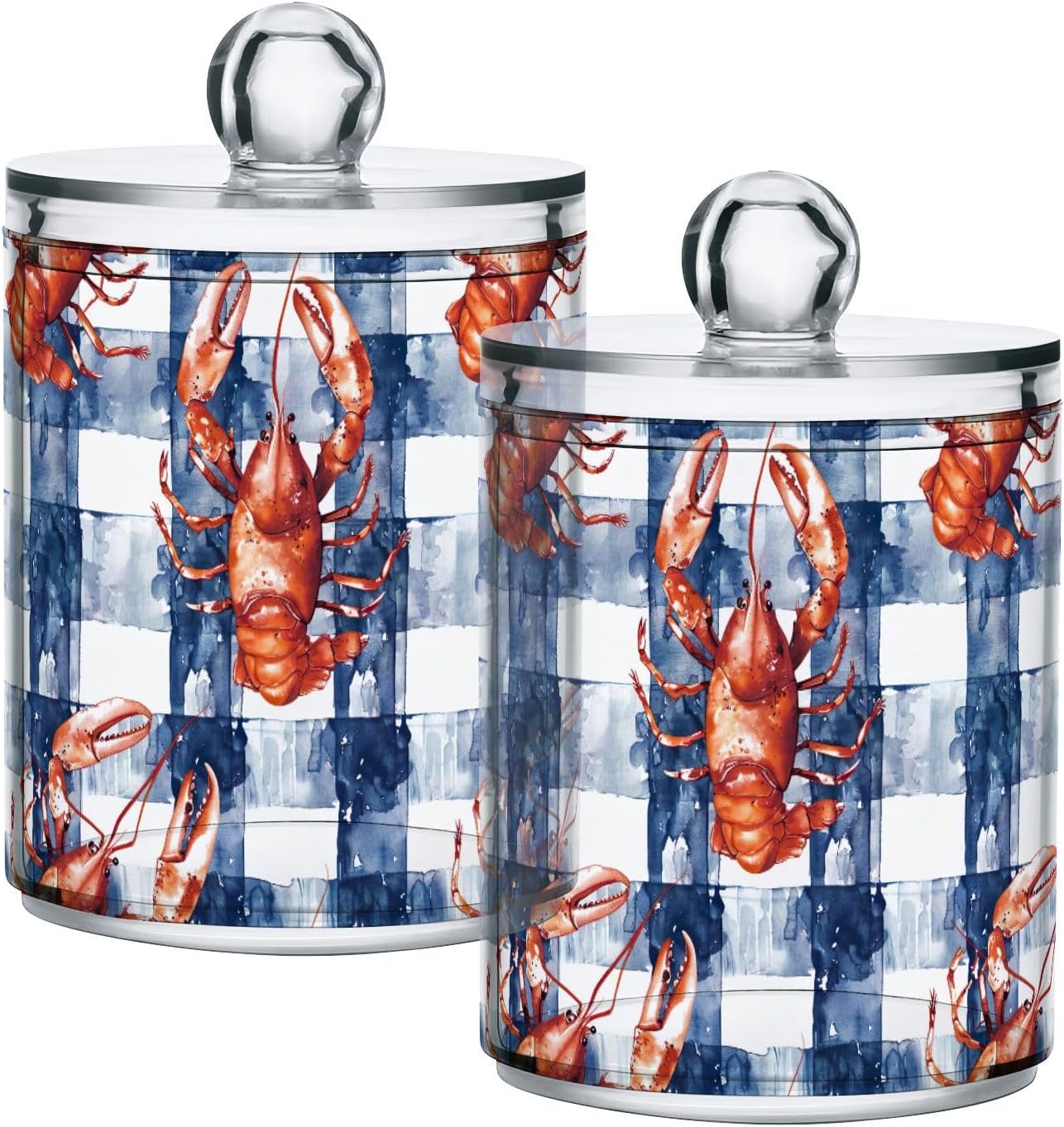 Amazon.com: 2 Pack Qtip Holder Dispenser with Lids,Kawaii Buffalo Check ...