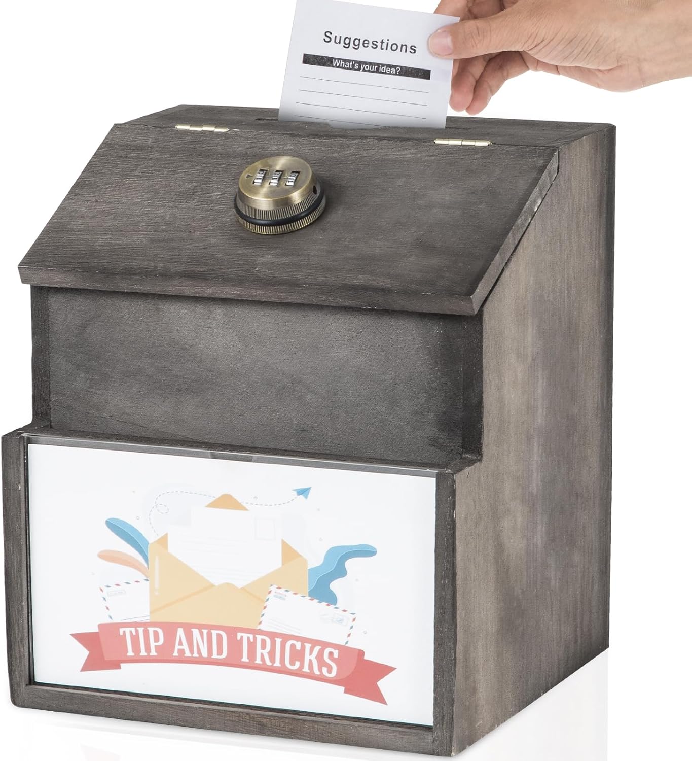 Amazon.com: BZHPBOARD Suggestion Donation Box Lock - Secure Office Tips ...