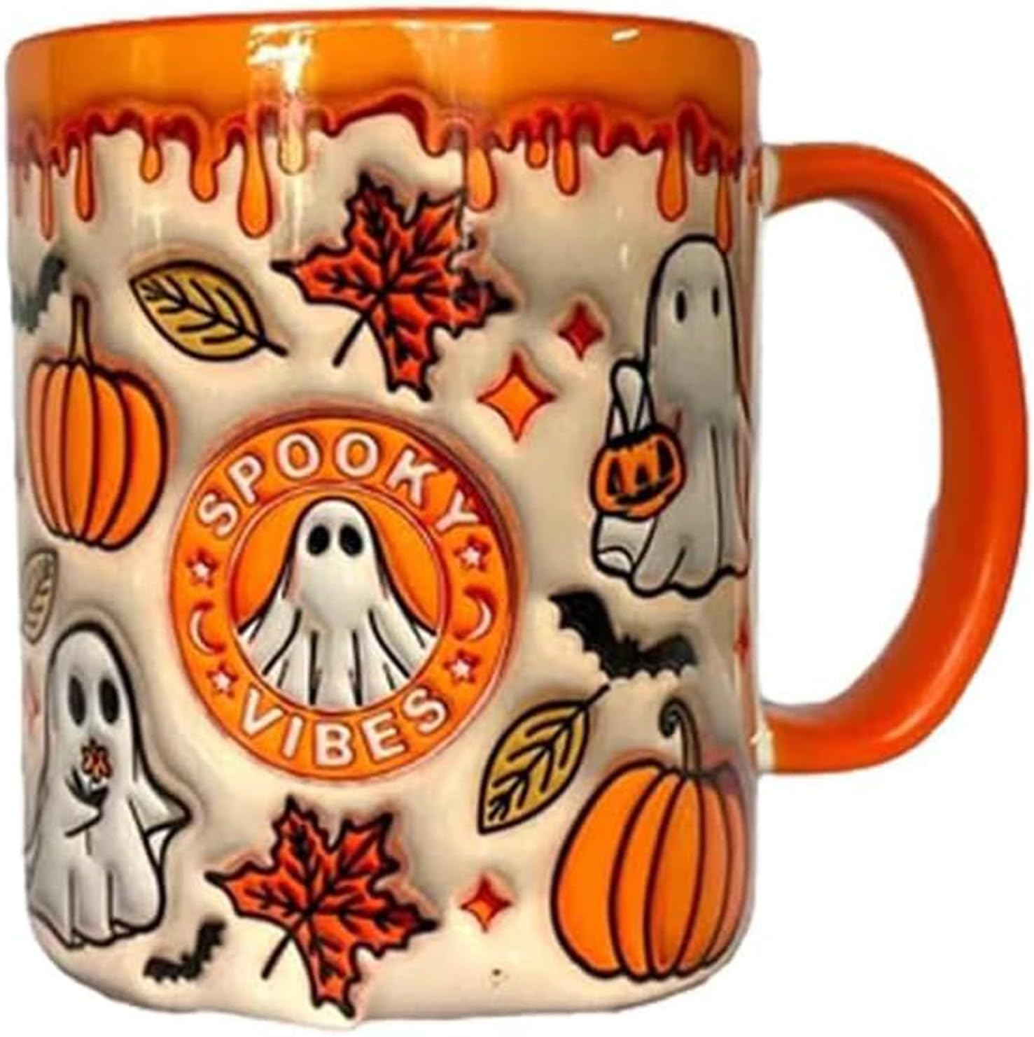 Amazon.com: dierjueyers Pumpkin Coffee Cup With Ghost, Halloween Coffee Mug, Halloween Ceramic ...