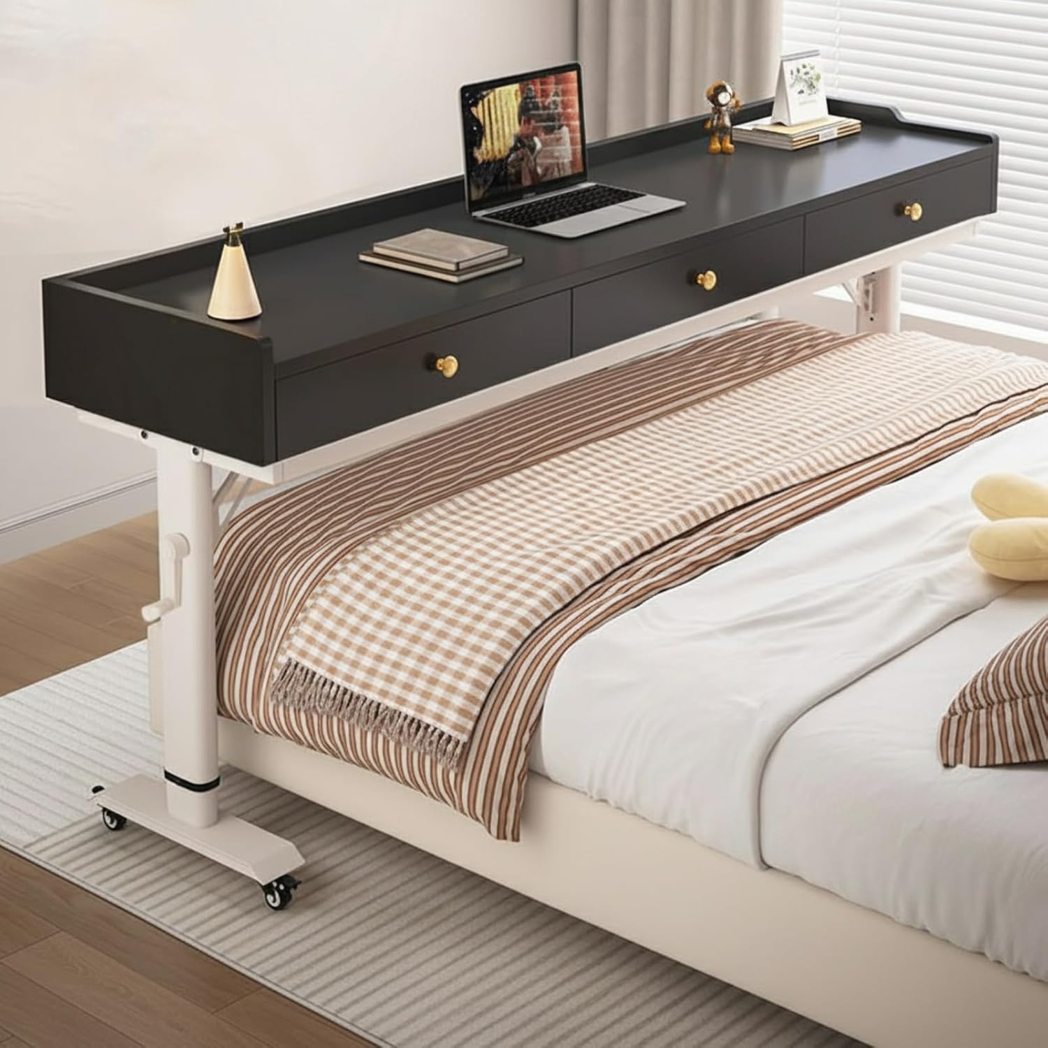 Amazon.com: Quvex Over The Bed Desk with Wheels & Drawer, Height ...