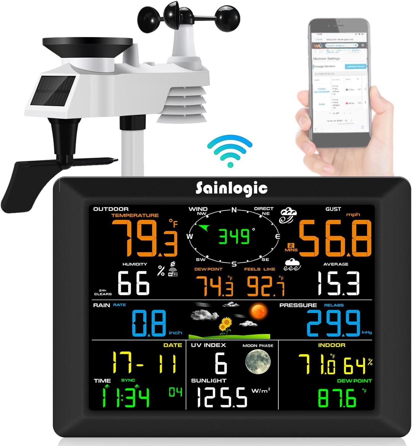 Sainlogic Estación meteorológica WiFi estación meteorológica ...