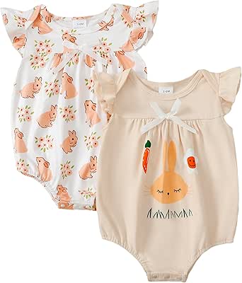 Amazon.com: CVXV Newborn Baby Girl Organic Cotton One-Pieces Romper ...