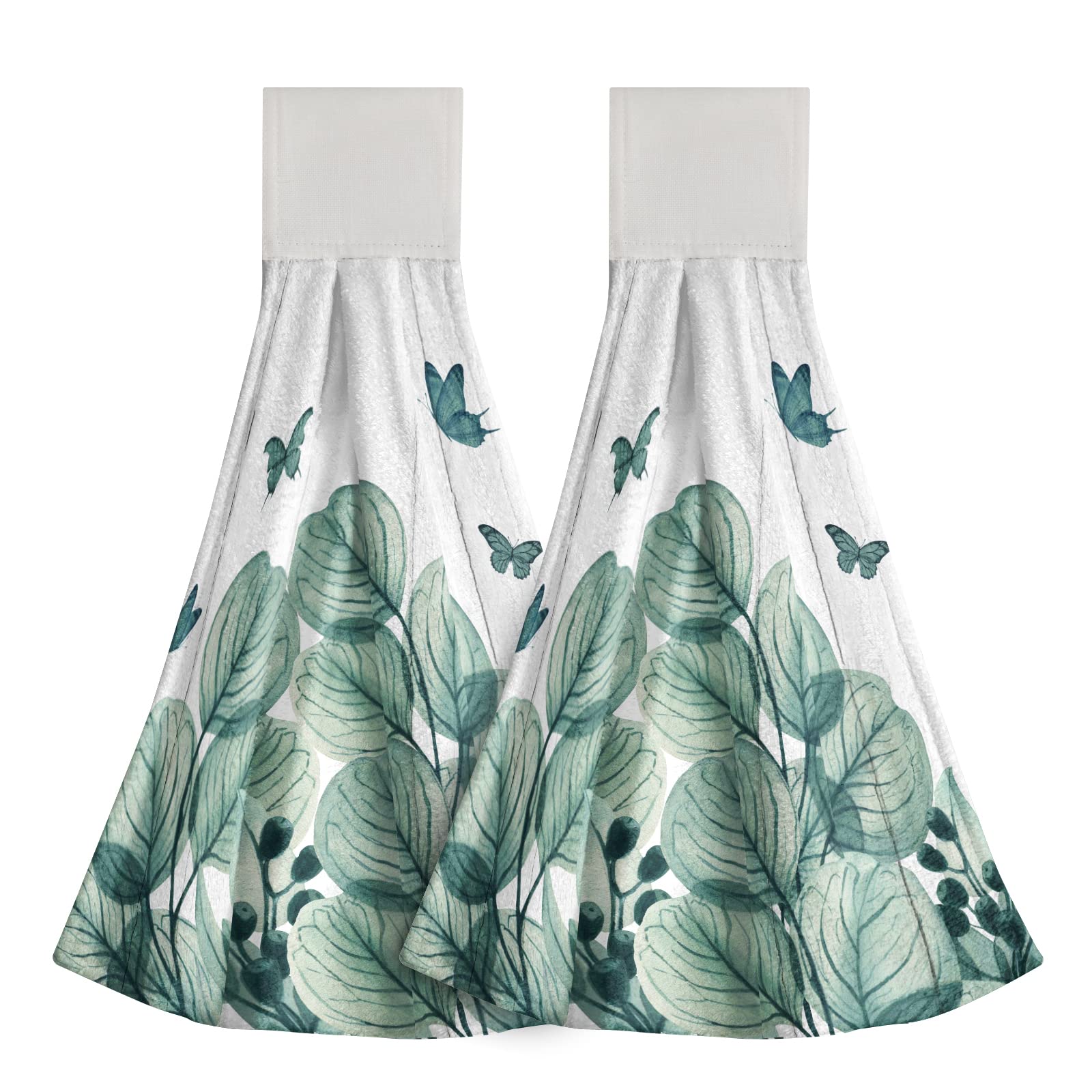 Amazon.com: Green Leaf Hand Towels Eucalyptus Plant Hanging Kitchen ...