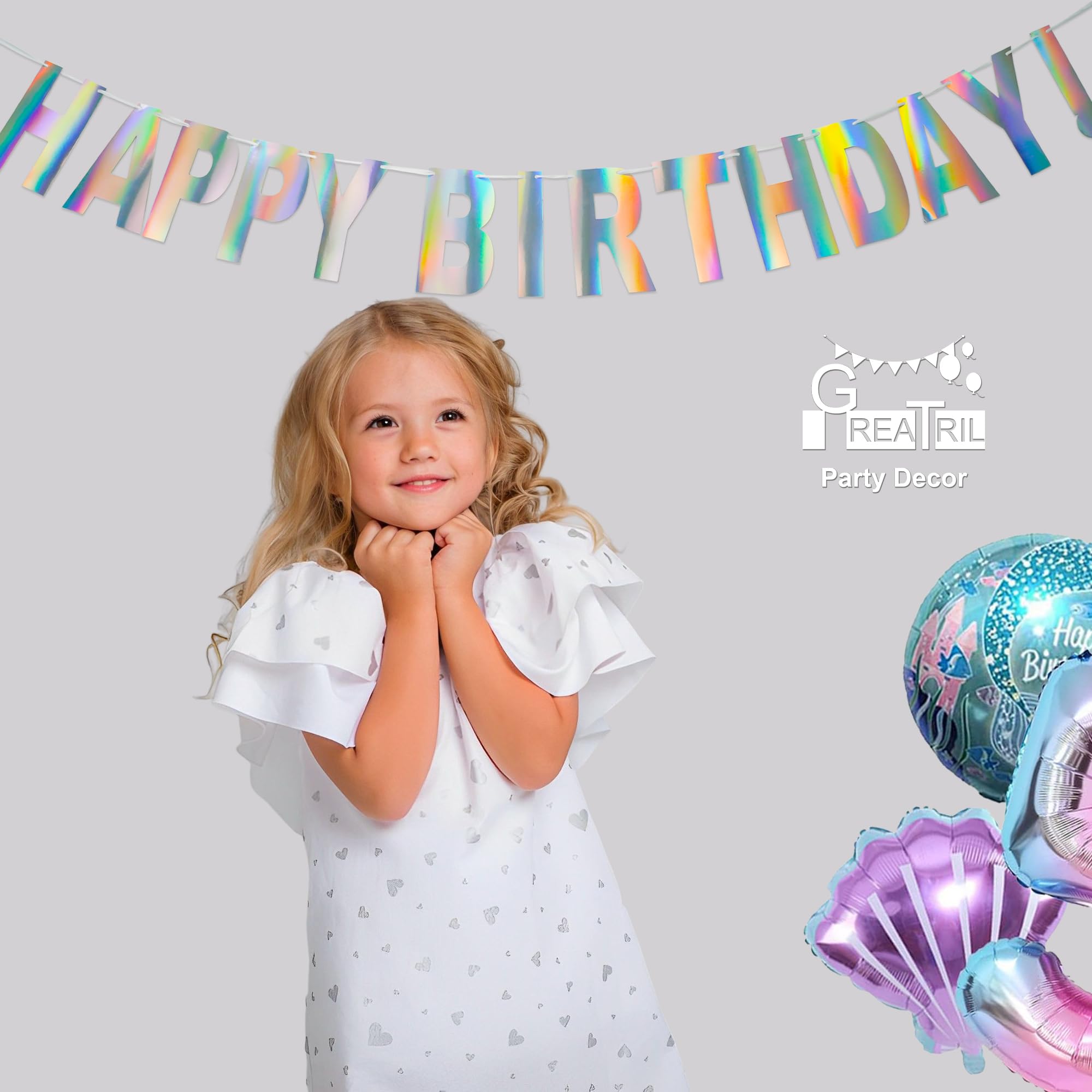 Snapklik.com : Holographic Happy Birthdays Banner - Pre-Strung No DIY ...