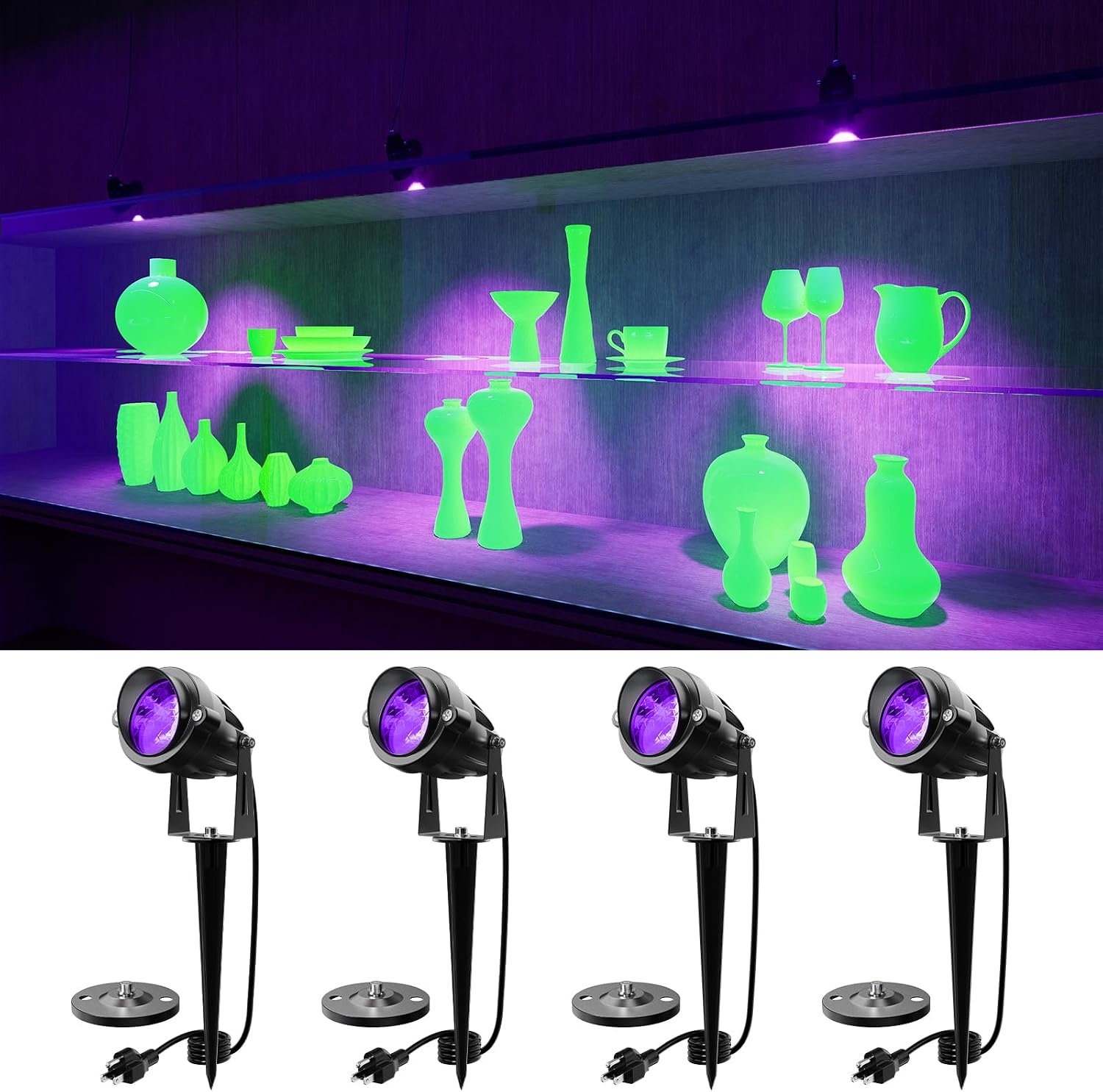 4 Pack UV Landscape Spotlights for Outdoor & Indoor Waterproof Wired ...