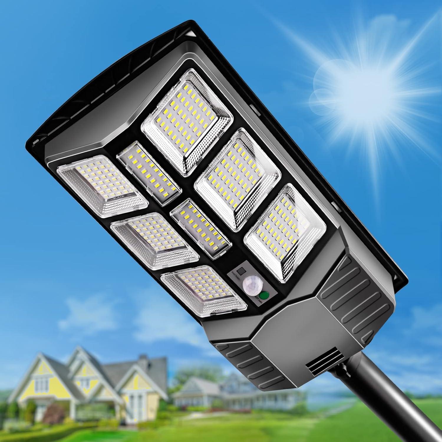 Baiston Solar Street Lights Outdoor: Dusk to Dawn Parking Lot Lights ...
