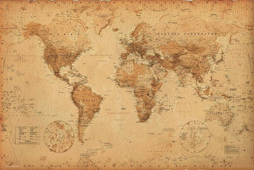 Amazon.com: buyartforless Antique Vintage World Map 36x24 Art Print ...