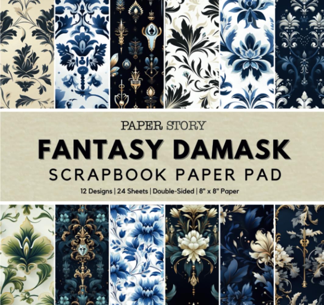 Fantasy Damask Scrapbook Paper: 8"x8" Double-Sided Damask Pattern Paper ...