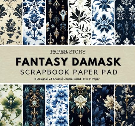 Fantasy Damask Scrapbook Paper: 8"x8" Double-Sided Damask Pattern Paper ...