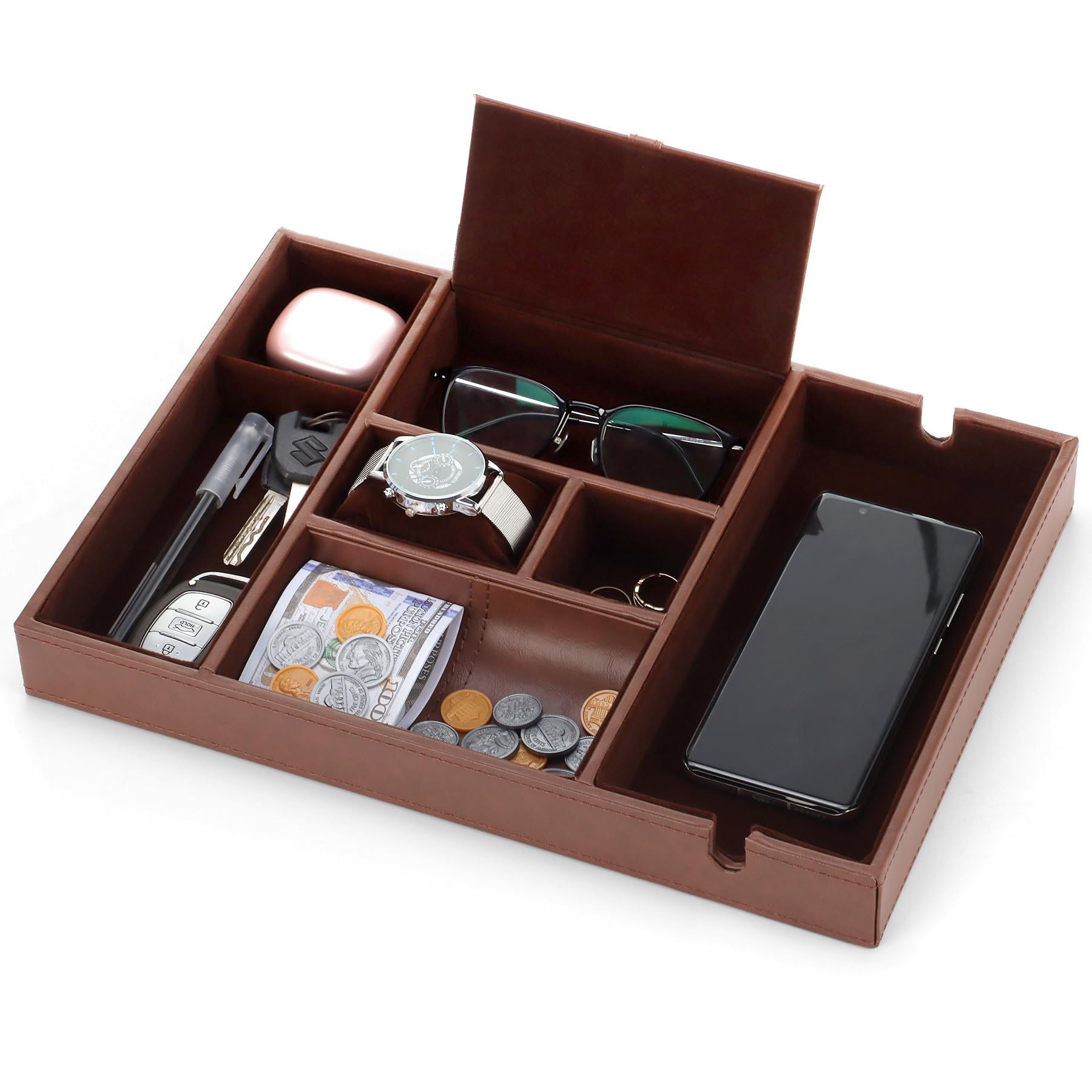 Amazon.com: LISRUGEN Valet Tray for Men,Nightstand Mens Charging Valet ...