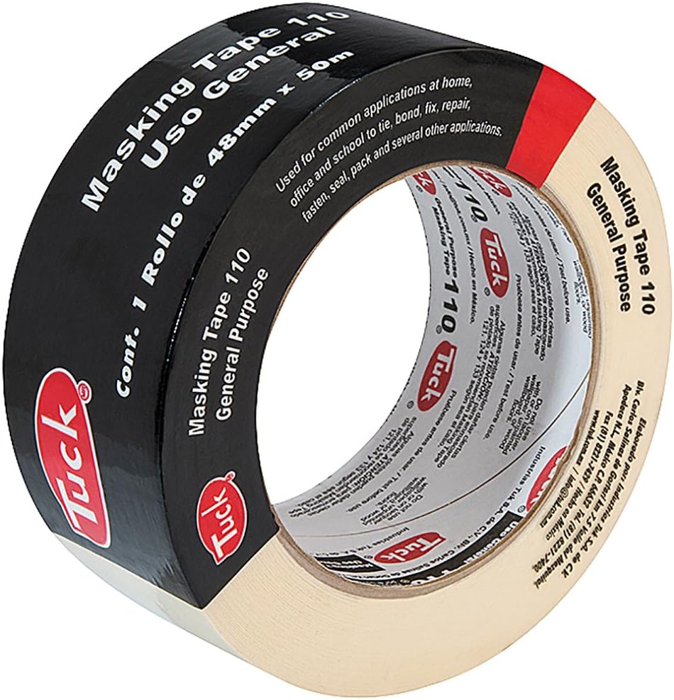 Truper MSK-3/4, Cinta masking tape, 3/4" x 50 m, adhesivo de hule ...