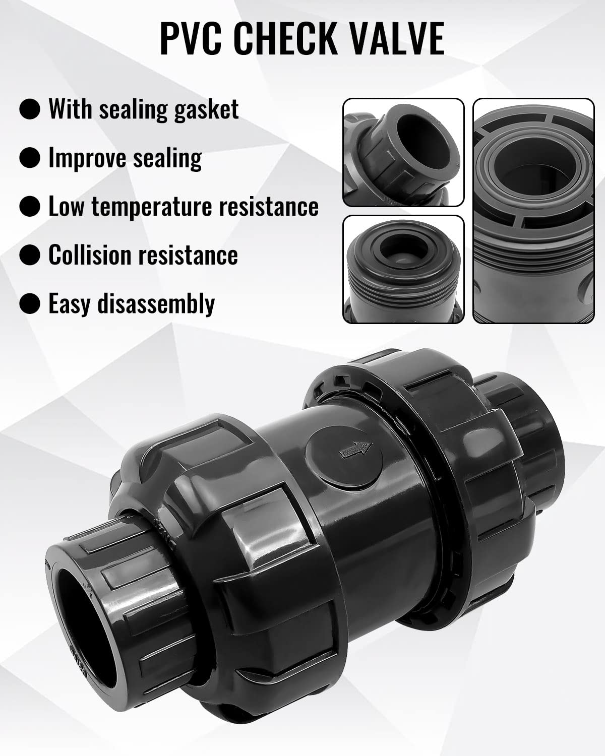 Snapklik.com : 1 True Union Check Valve, PVC Slip Swing Full Port Check ...