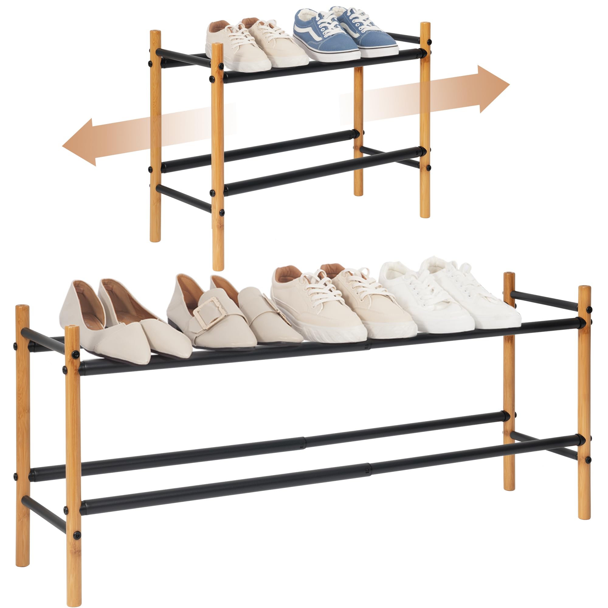 Amazon.com: STORAGE MANIAC Expandable Shoe Rack, Stackable Shoe Rack ...