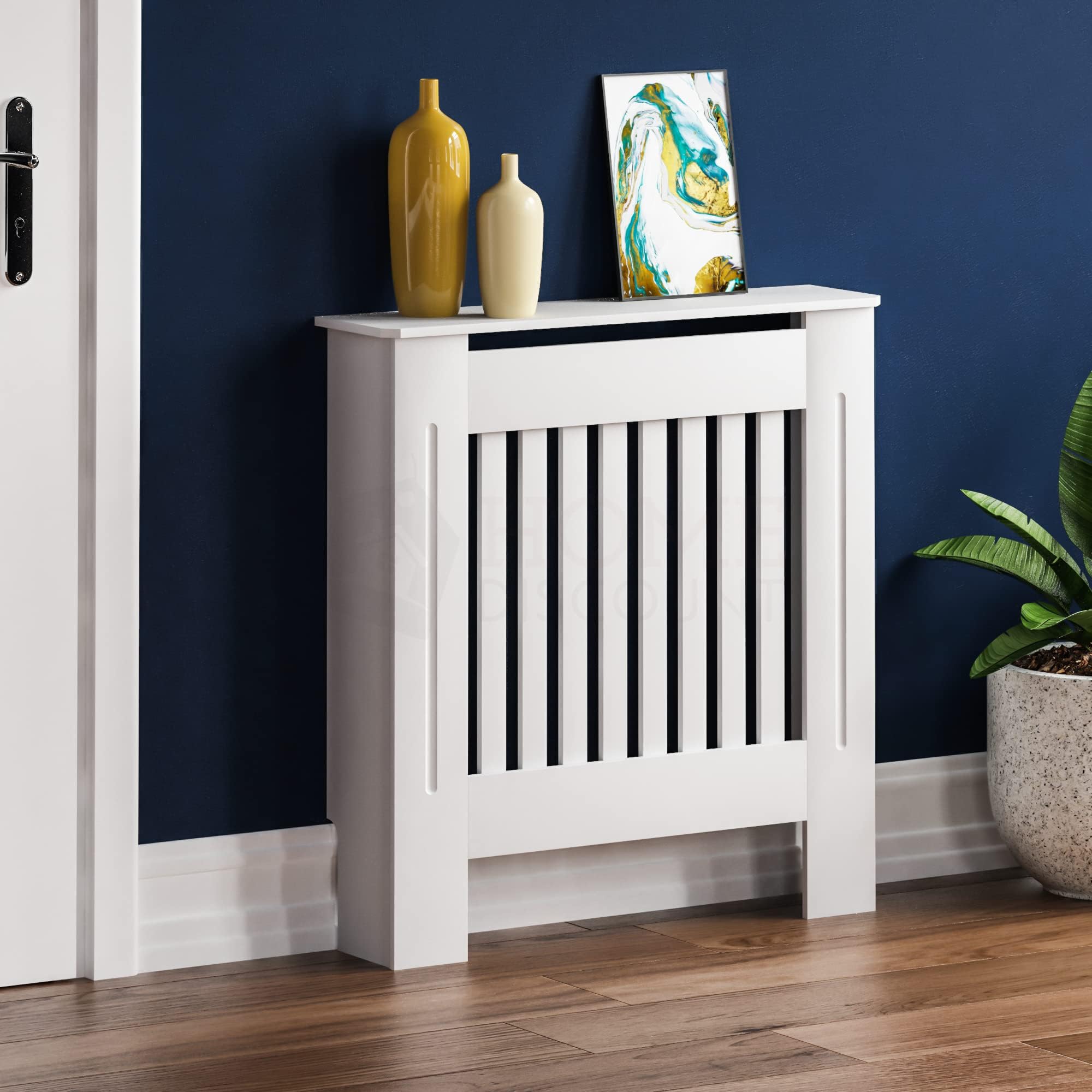 Royalswill Radiator Cover Small, White Painted Vertical Slatted Grill ...