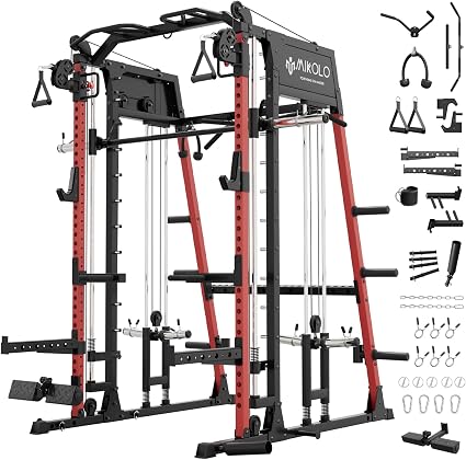 Mikolo Smith Machine, 2200lbs Squat Rack with LAT-Pull Down System ...