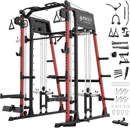 Mikolo Smith Machine, 2200lbs Squat Rack with LAT-Pull Down System ...