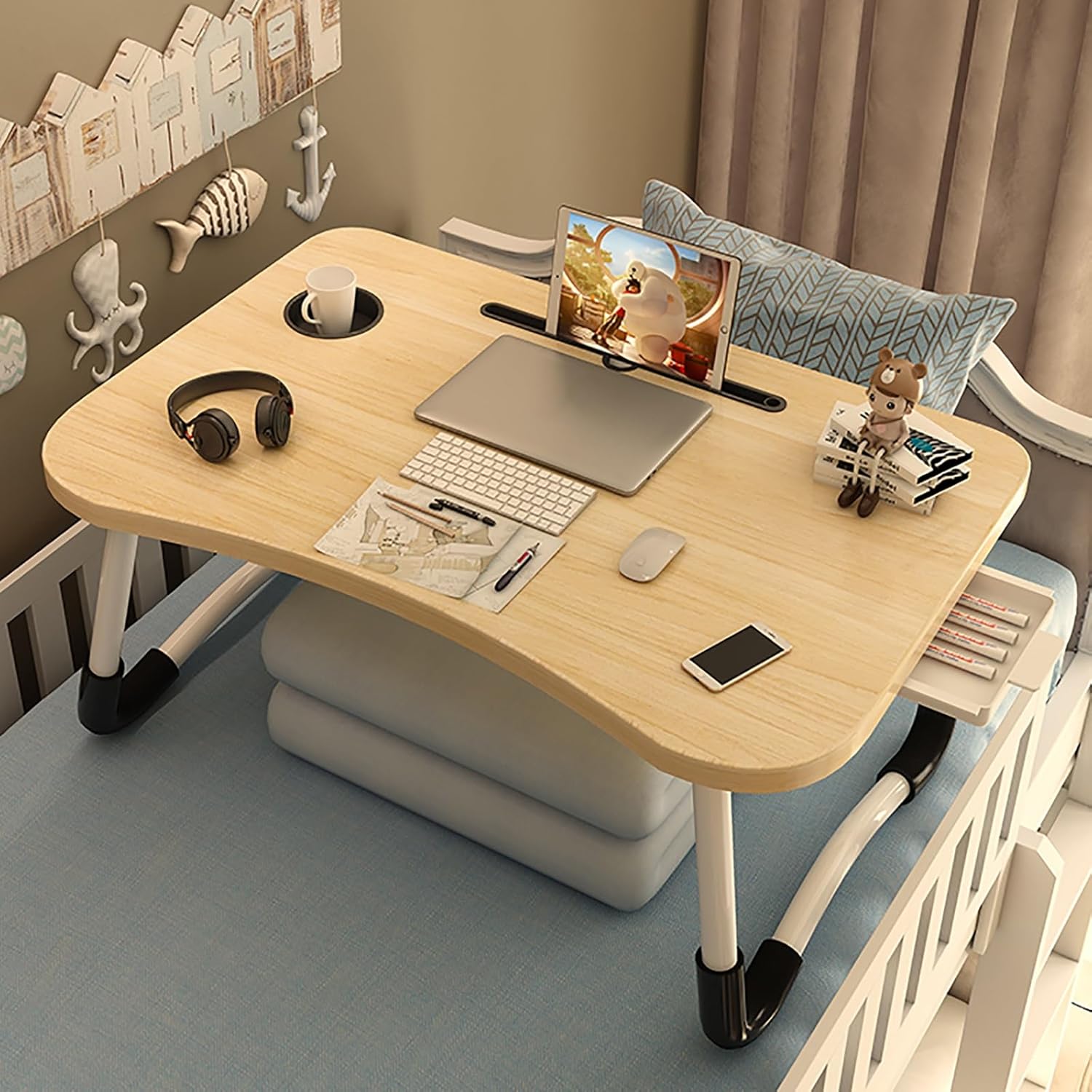 Amazon.com: Foldable Study Table for Bed, Folding Laptop Table with ...