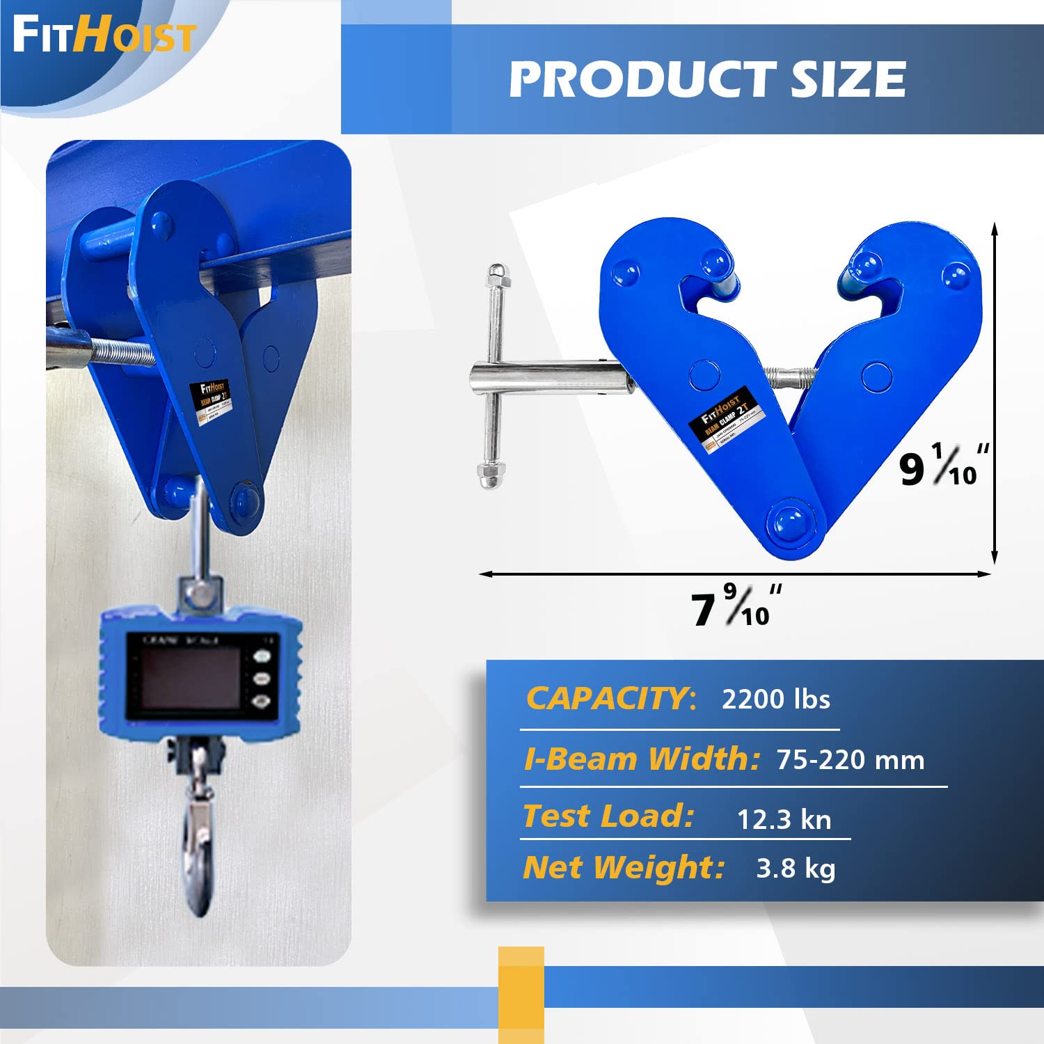 Snapklik.com : Beam Clamp 4400lbs 2 Ton Load Capacity I Beam Clamp ...