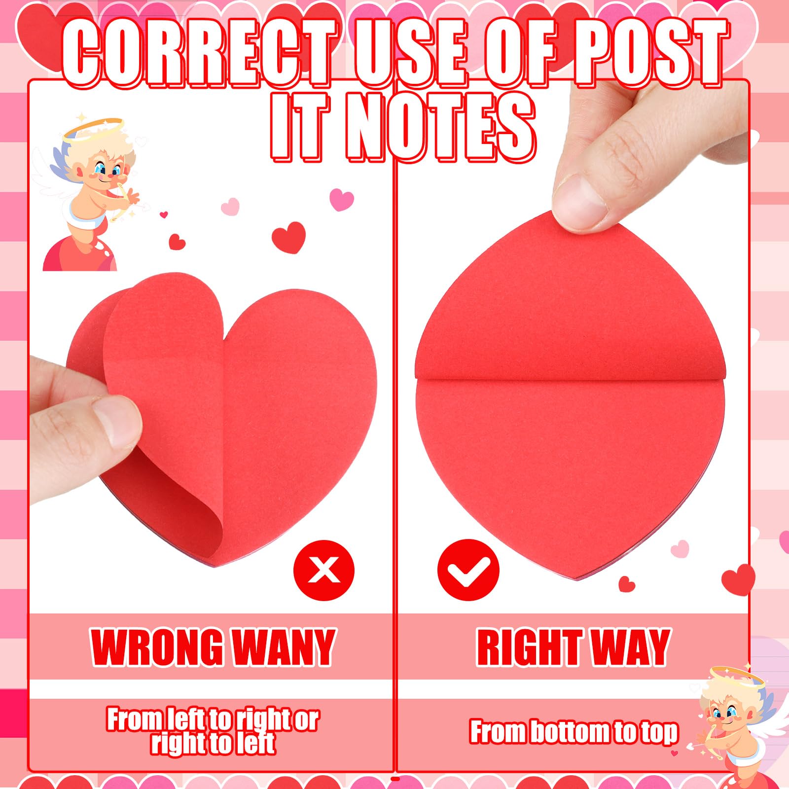 Teling 96 Pcs 2880 Sheets Heart Sticky Notes 3 x 3 Inch Heart Notepads ...