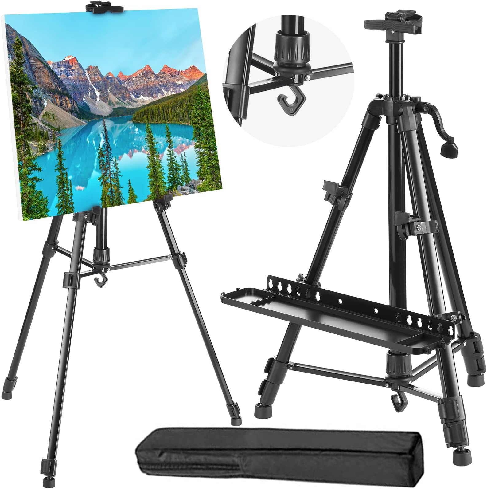 JOCOSA Easel Stand, Portable Black Art Easel for Display, from 20"to 61 ...