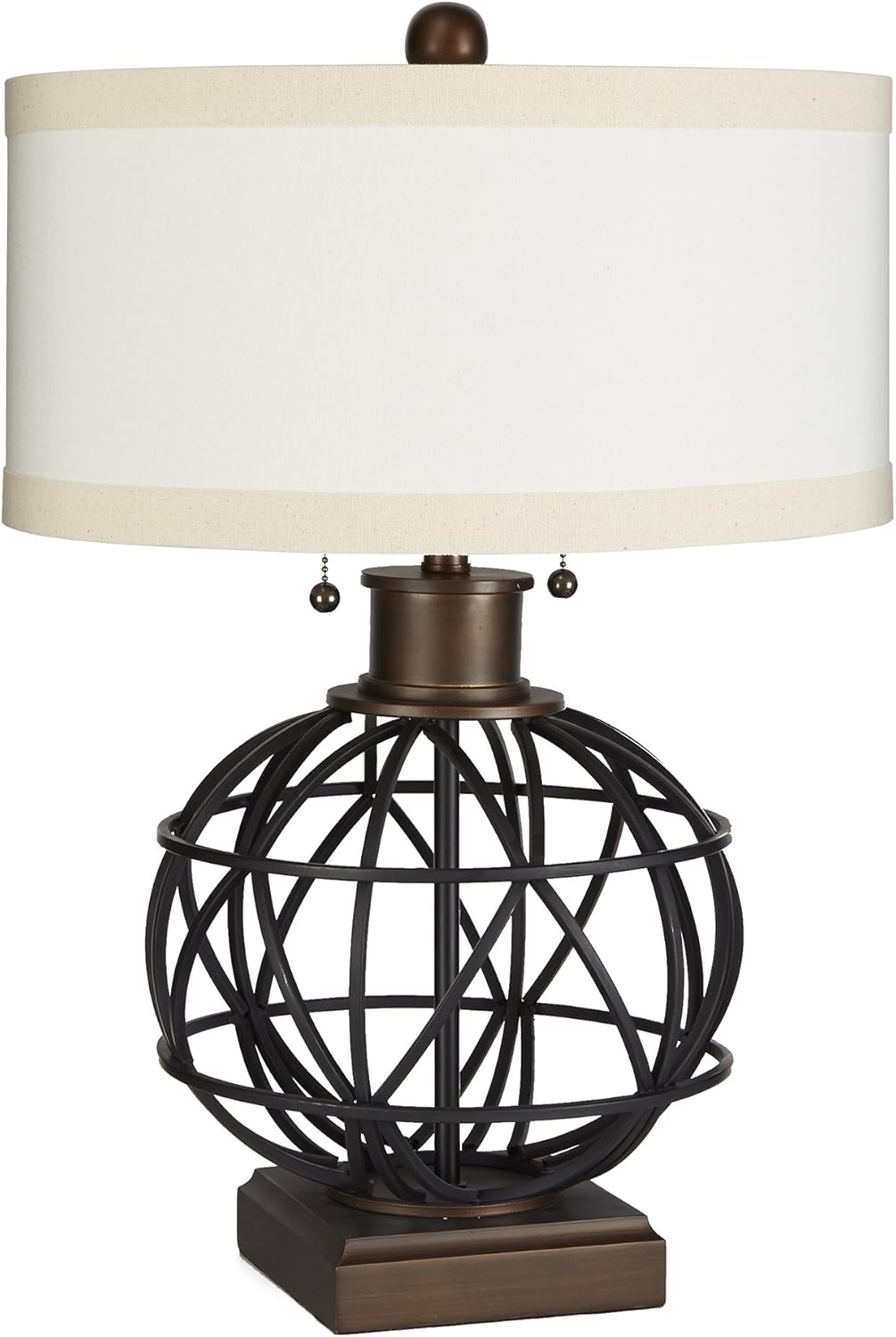 Silverwood Atlas Two-Pull Bronze Metal Table Lamp with Linen Shade ...
