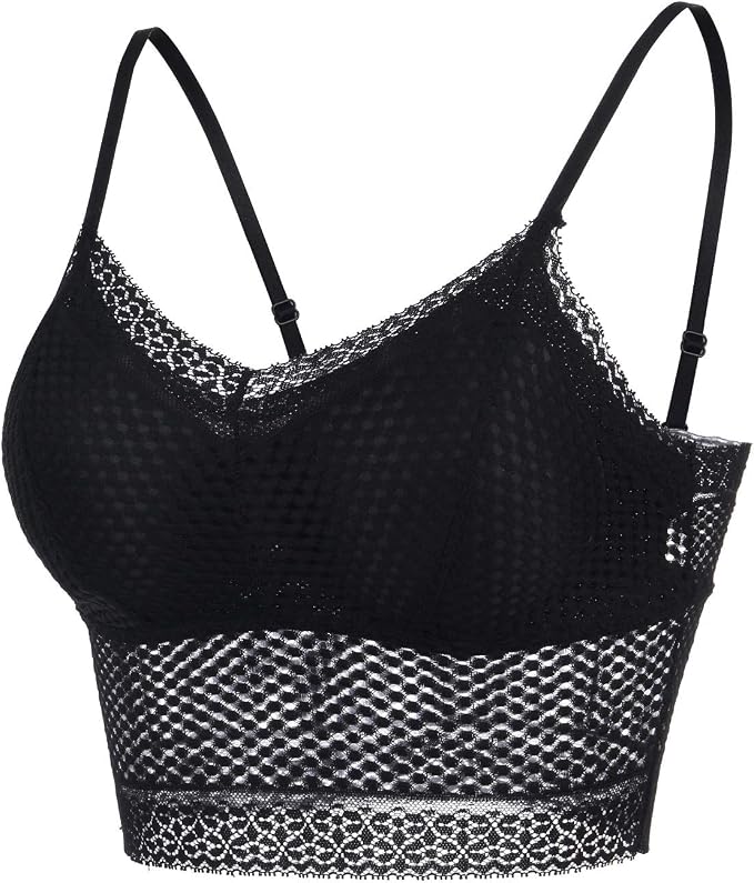 WOYAOFEI Ulanda Women's Crop Top Straps Mesh Bustier Lace Racerback ...