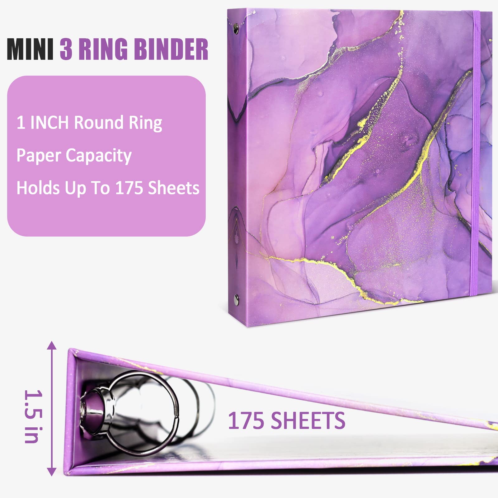 Snapklik.com : Tutata Mini 3 Ring Binder - 5.5x8.5 Inch, 1 Inch Binder