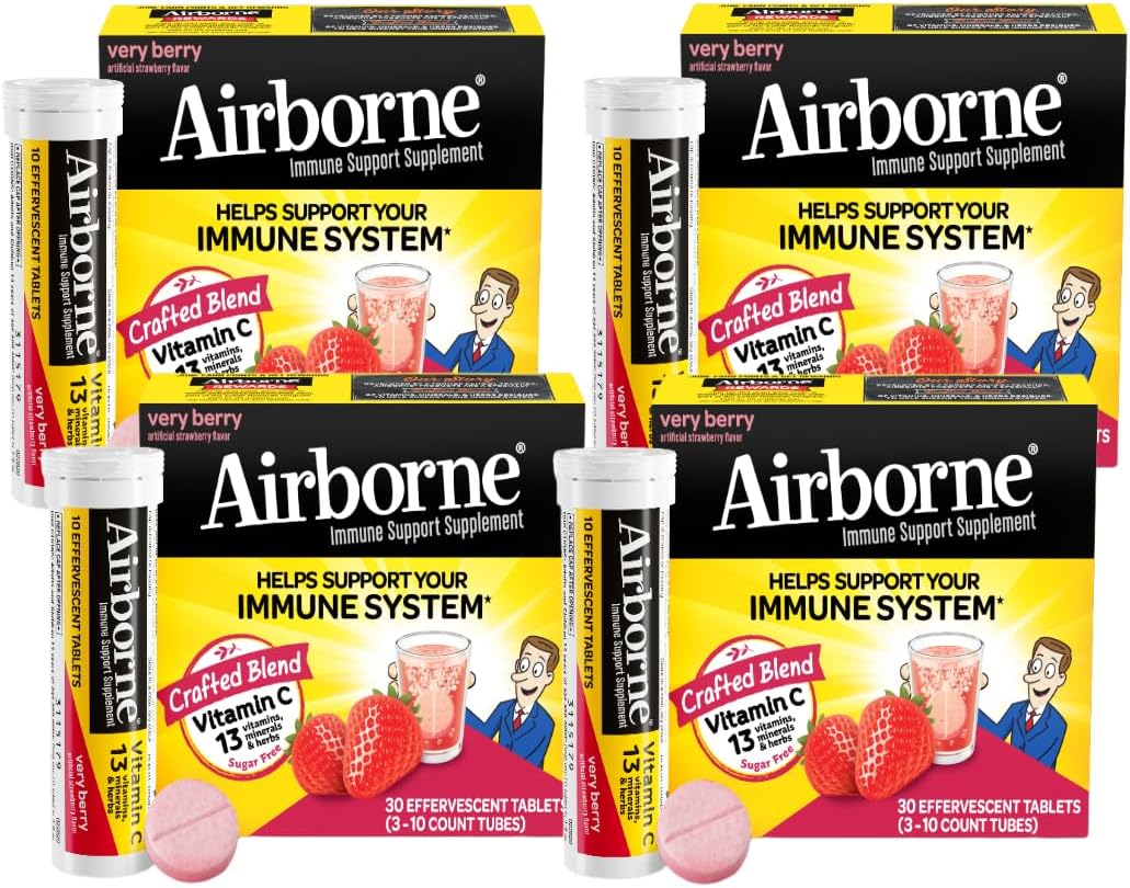 Amazon.com: Airborne 1000mg Vitamin C with Zinc Effervescent Tablets ...