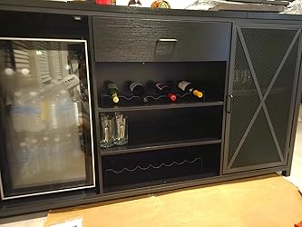 Amazon.com: LVB Long Bar Cabinet with Fridge Space, Farmhouse Big ...