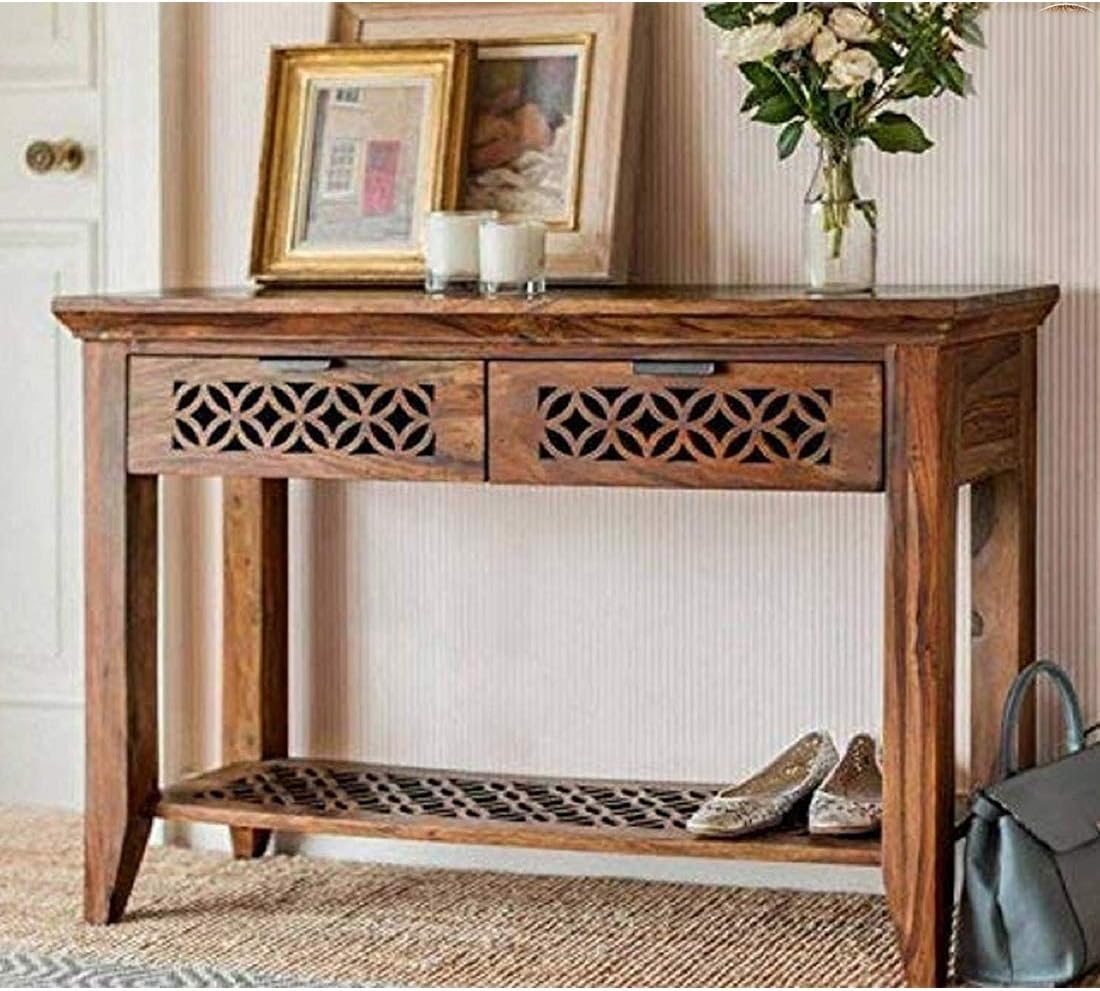 Streema art Traditional Console Table (Sheesham,Polished Finish,Brown ...