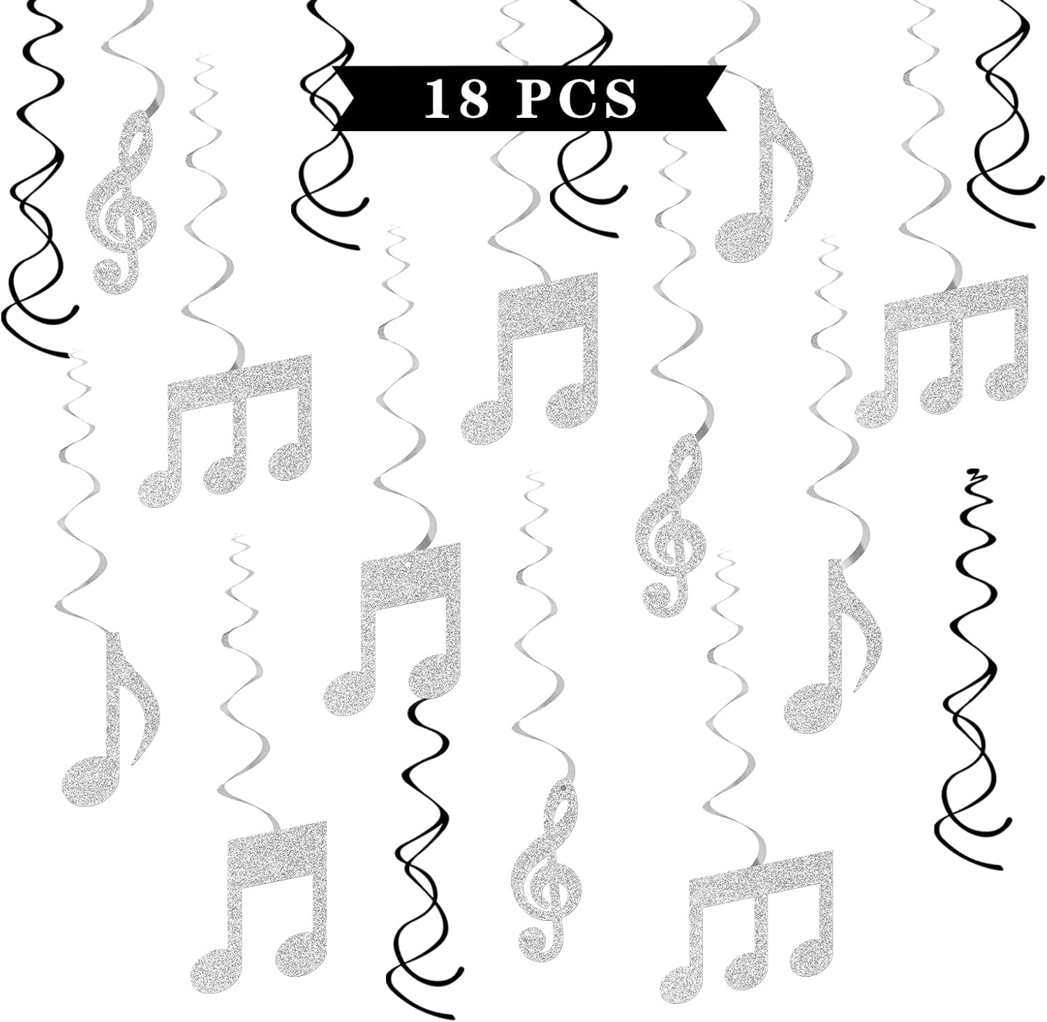 Amazon.com: Maicaiffe Music Notes Hanging Swirl Decorations - Glitter ...