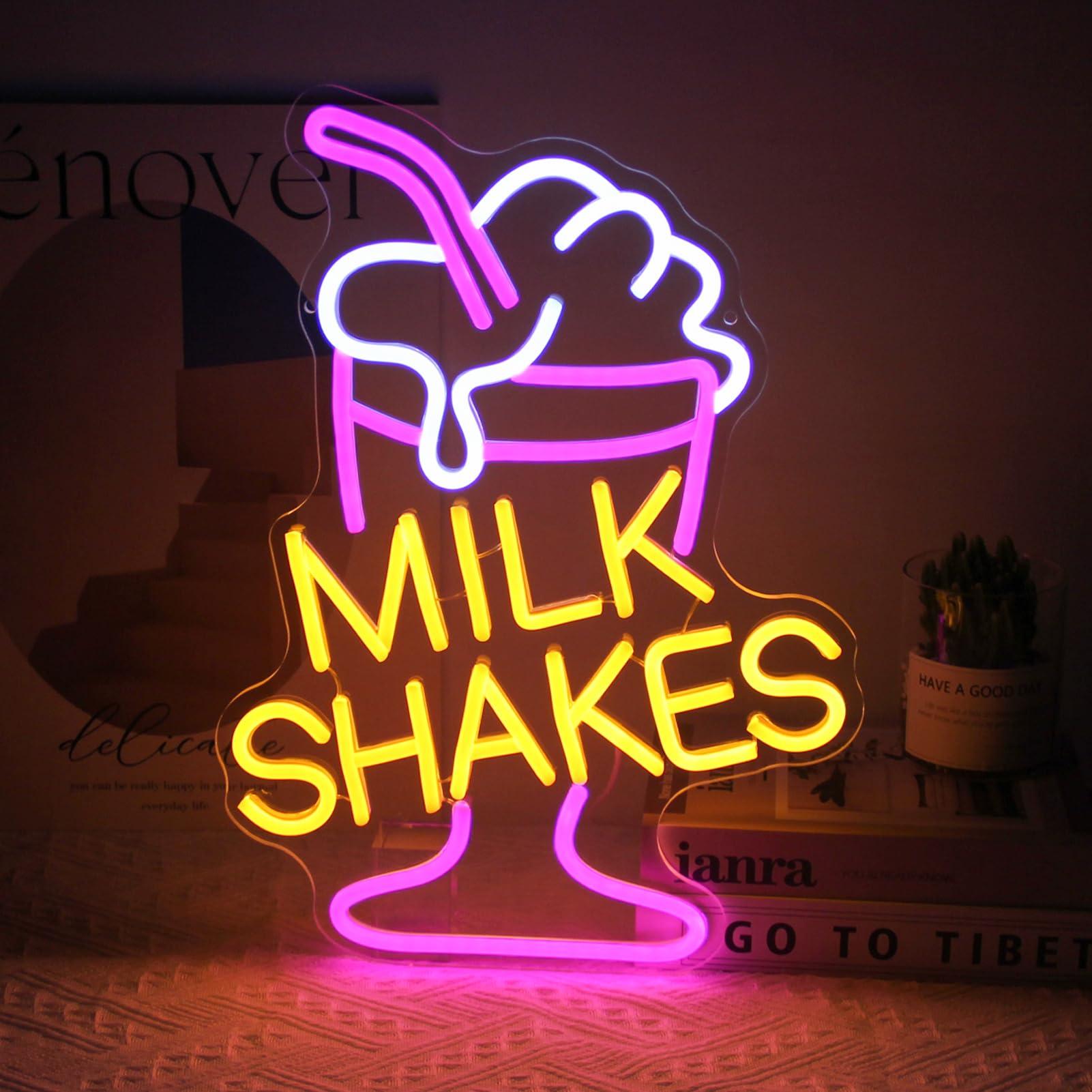 Amazon.com : Milk Shakes Neon Signs Ice Cream Neon Sign Milk Tea LED ...