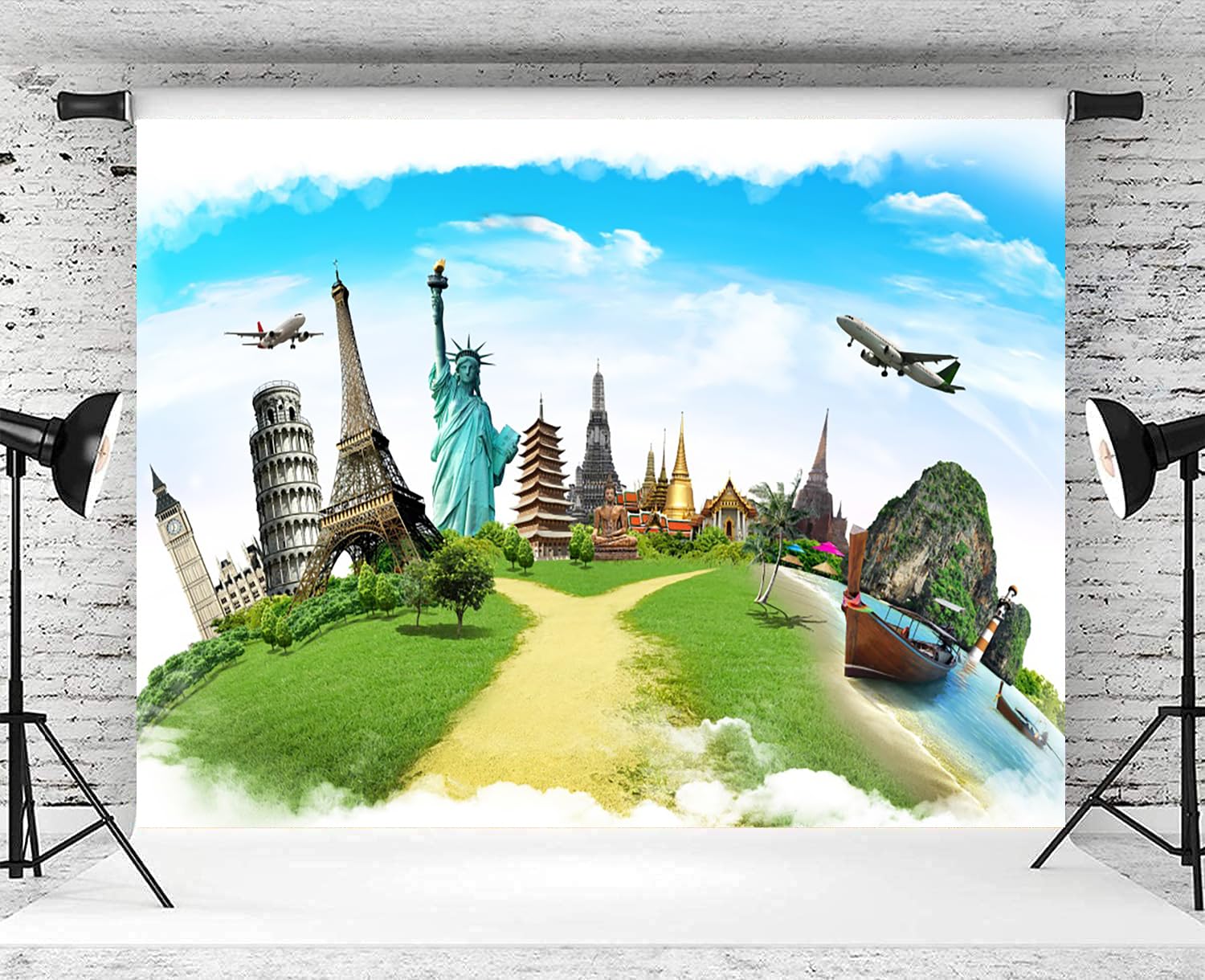 World Map Photo Background Polyester Fabric 7x5ft World Travel Backdrop ...