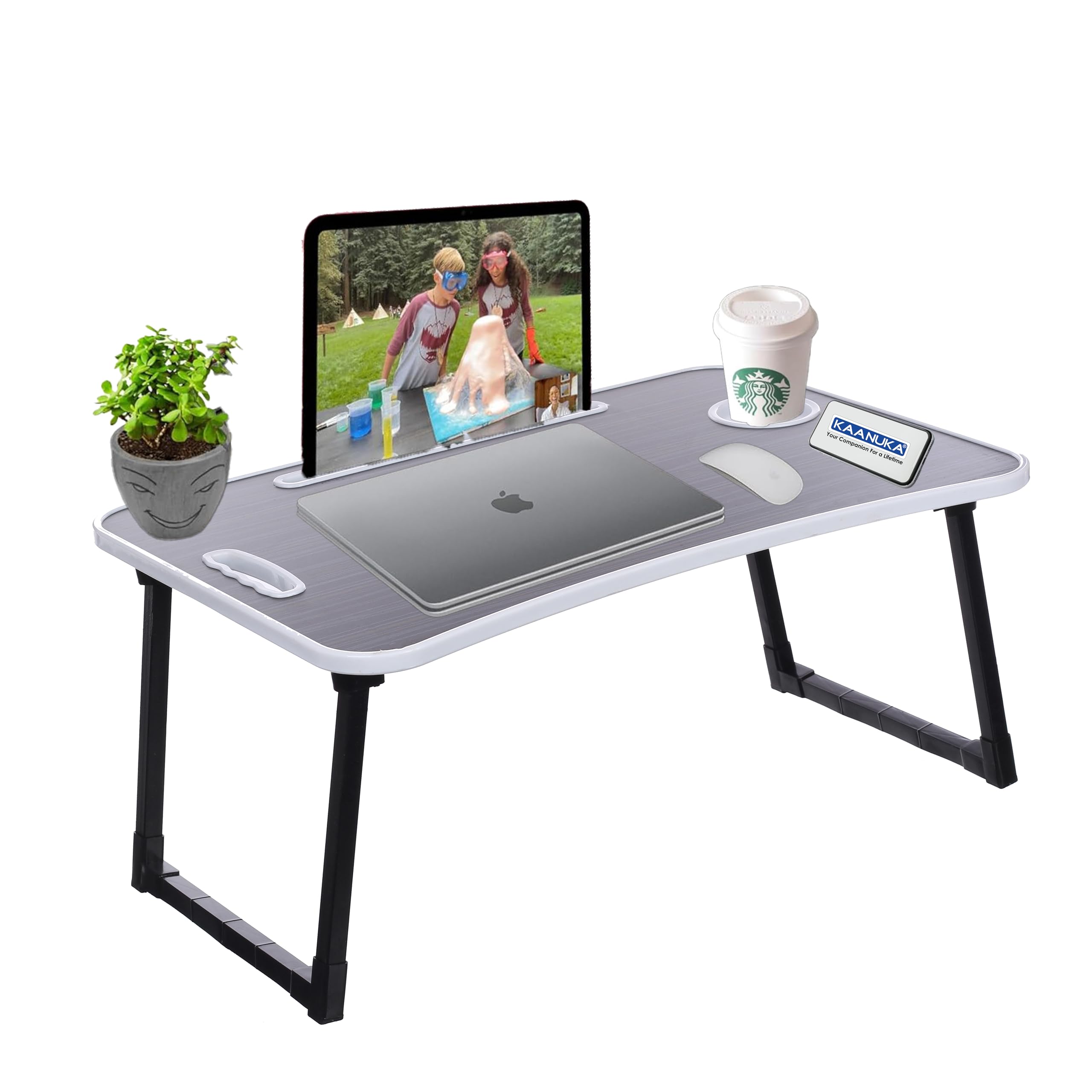 Kaanuka Foldable Laptop Table with Cup Holder I Tablet/Mobile Holder I ...