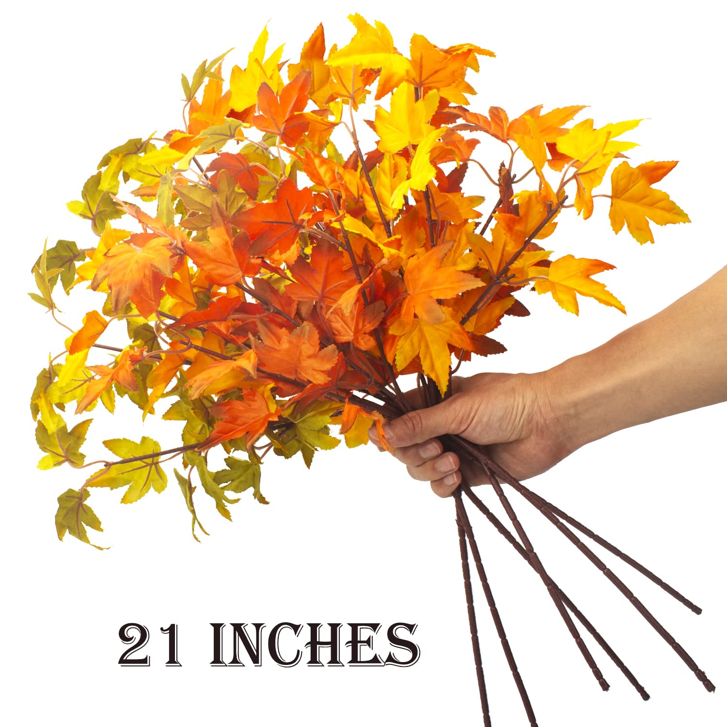 Snapklik.com : 6Pcs Artificial Maple Leaves Branches Fake Fall Maple ...